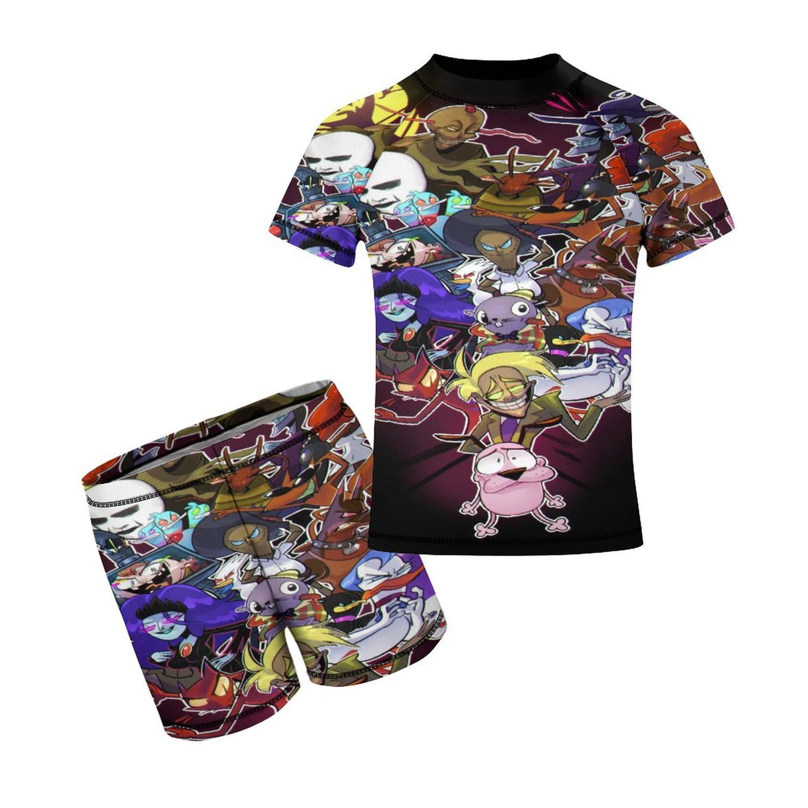 Kids Courage The Cowardly Dog Boys Short Sleeve Bathing Suit 2 Piece ...