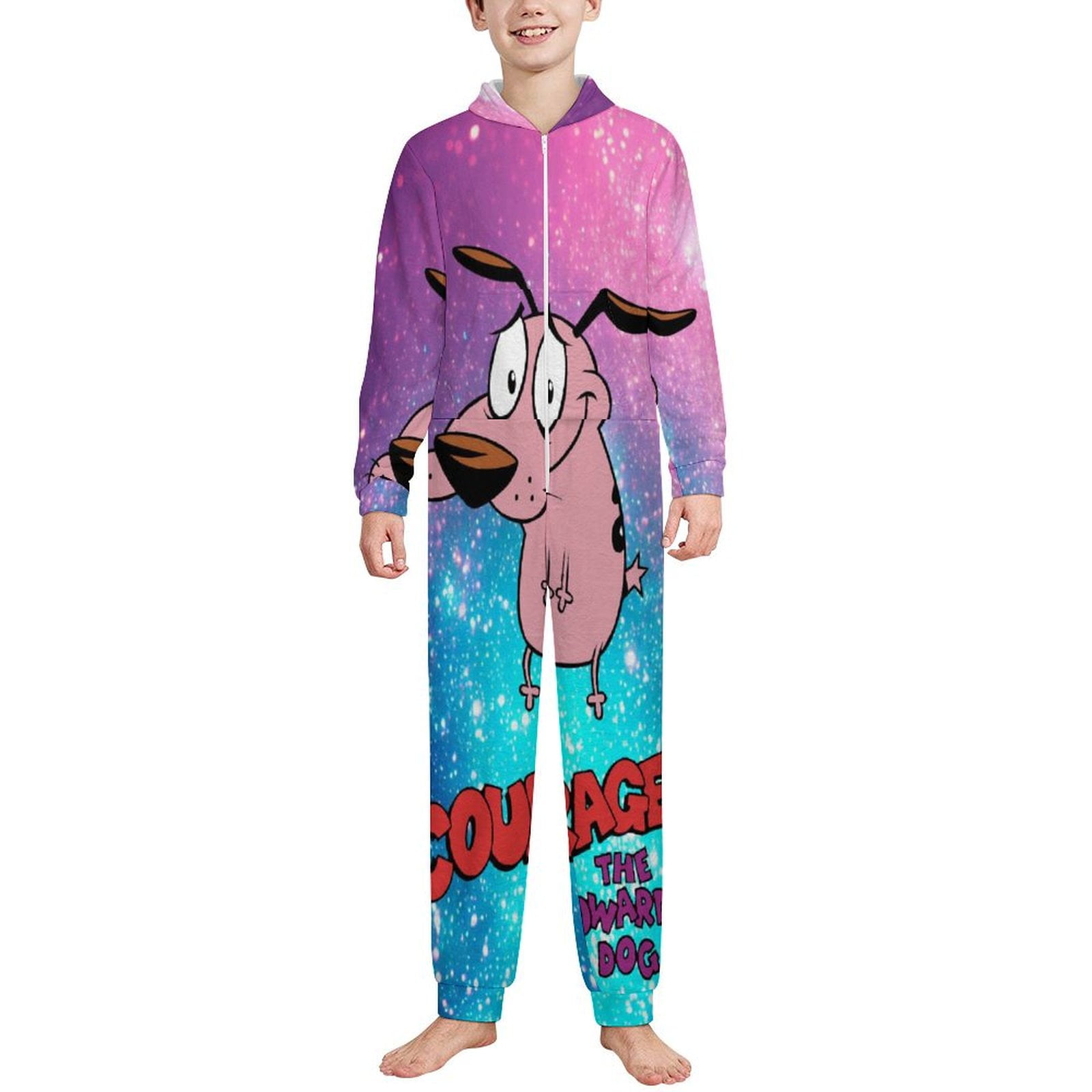 Kids Courage The Cowardly Dog Fleece Pajama One Piece Sleepwear ...