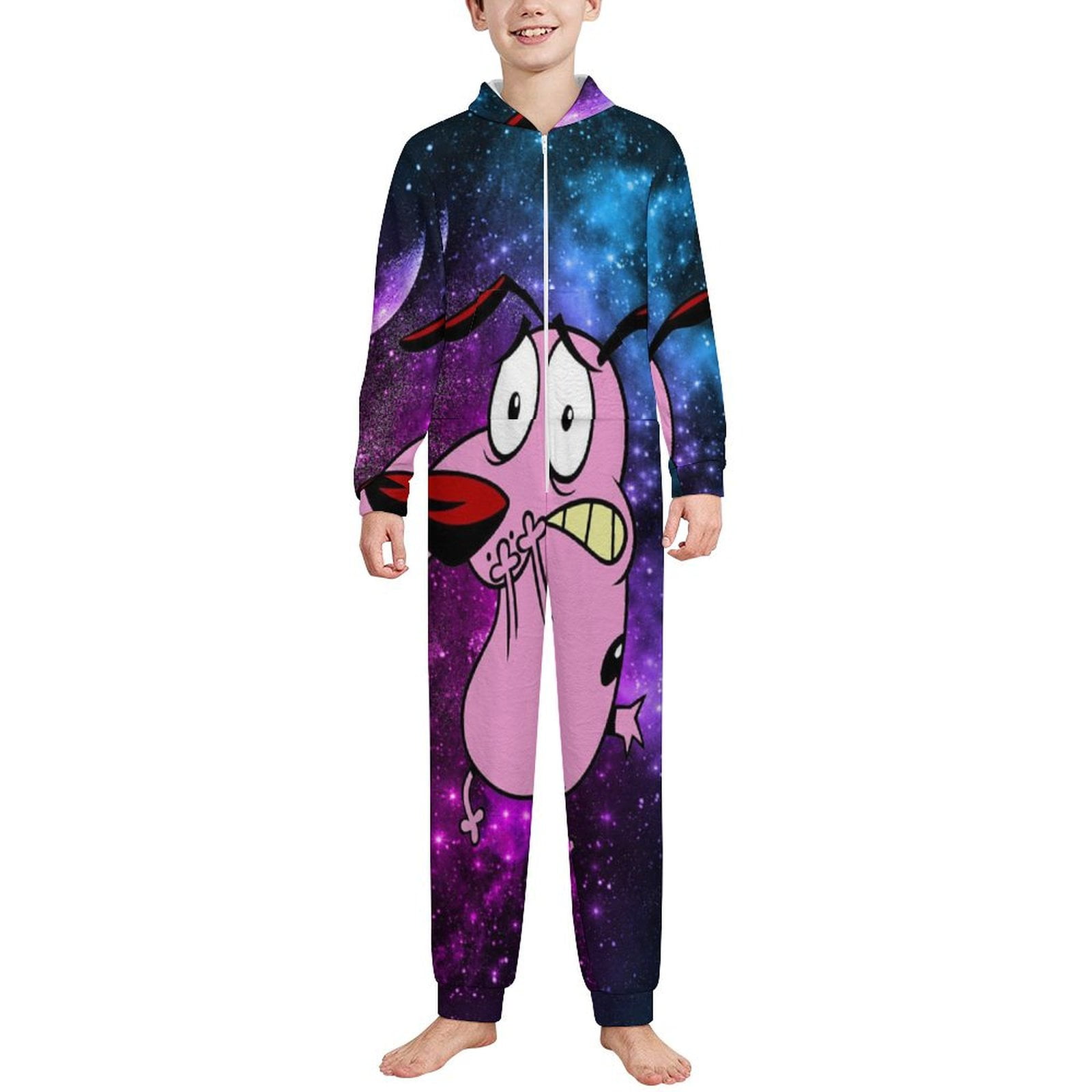 Kids Courage The Cowardly Dog Fleece Pajama One Piece Sleepwear ...