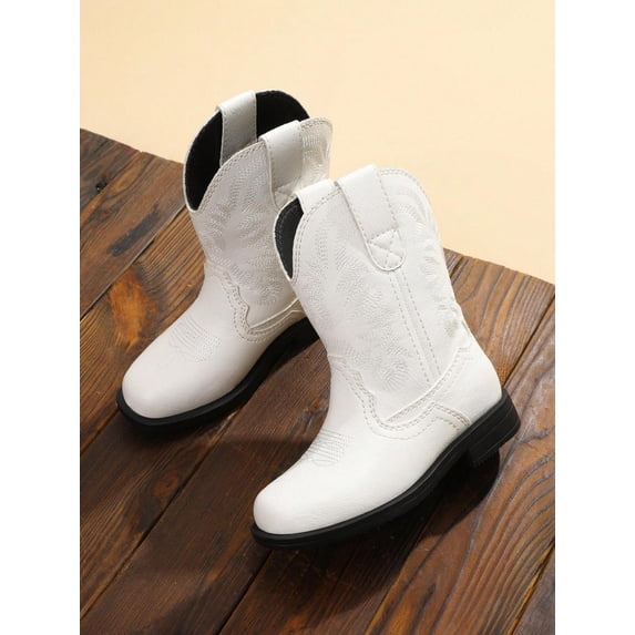 Kids Cowboy Boots, Western Style Riding Mid Calf Boots With Square Toe ...