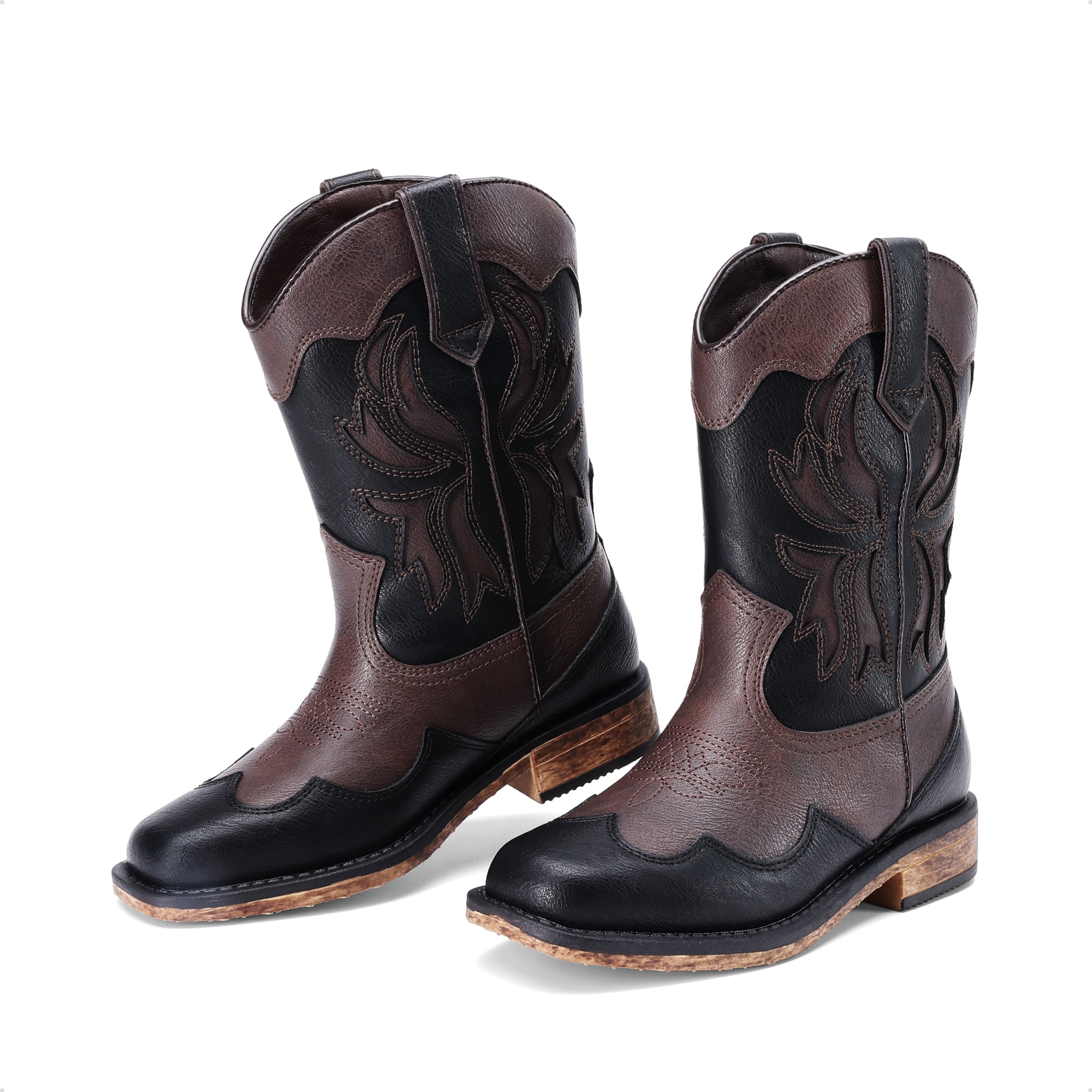 Kids Cowboy Boots for Girls & Boys Square Toe Mid Calf Western Riding ...