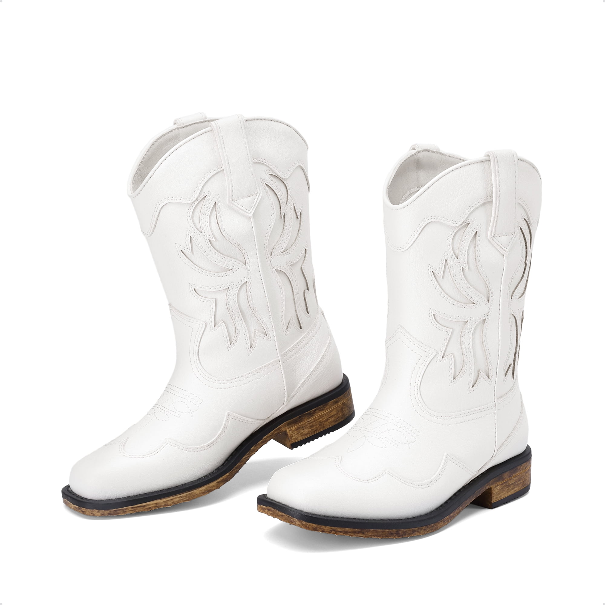 Kids Cowboy Boots for Girls & Boys Square Toe Mid Calf Western Riding ...