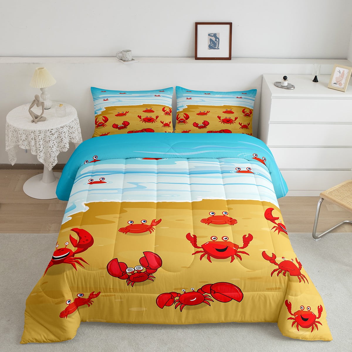 Kids Crab Comforter Set Kawaii Crabbie Bedding Comforter Sets for ...