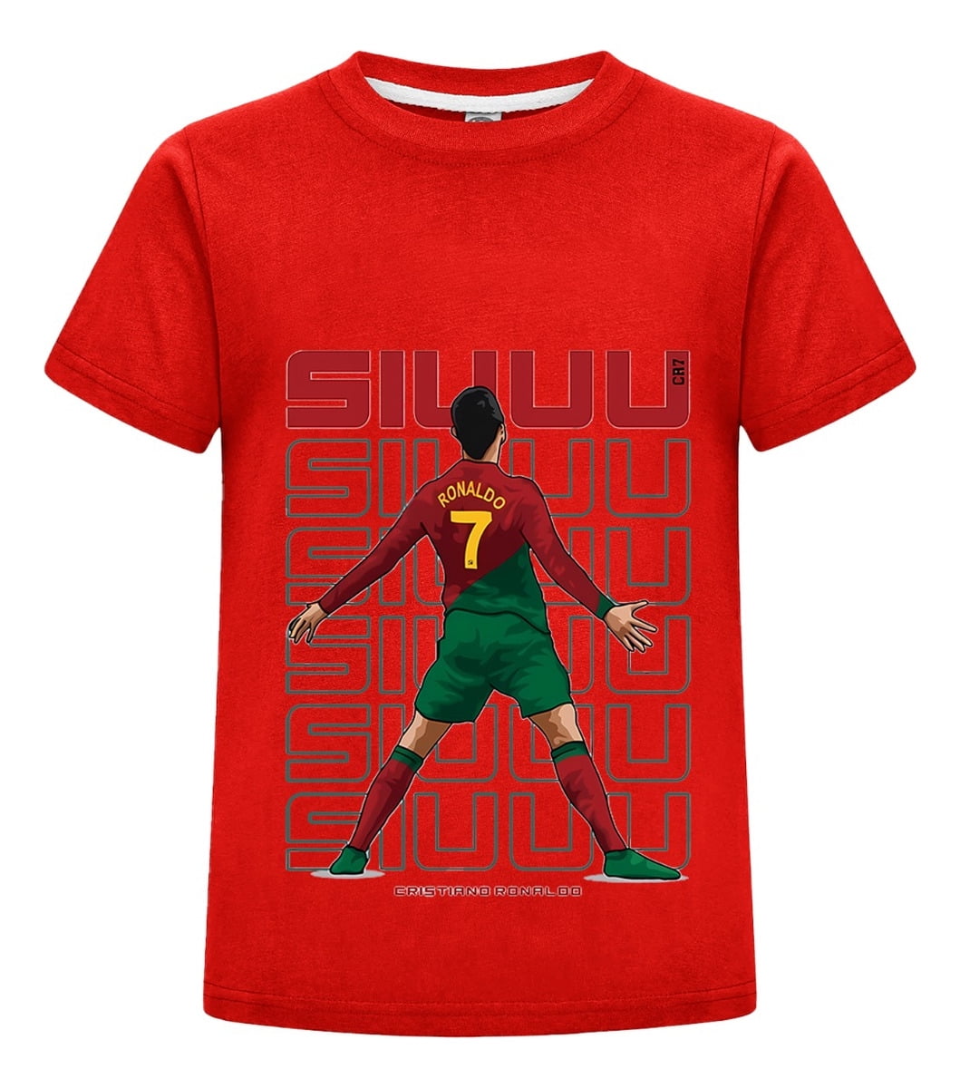 Kids Cristiano Ronaldo Graphic T-shirt - CR7 Boys Girls Short Sleeve Sports Soccer Theme and ...