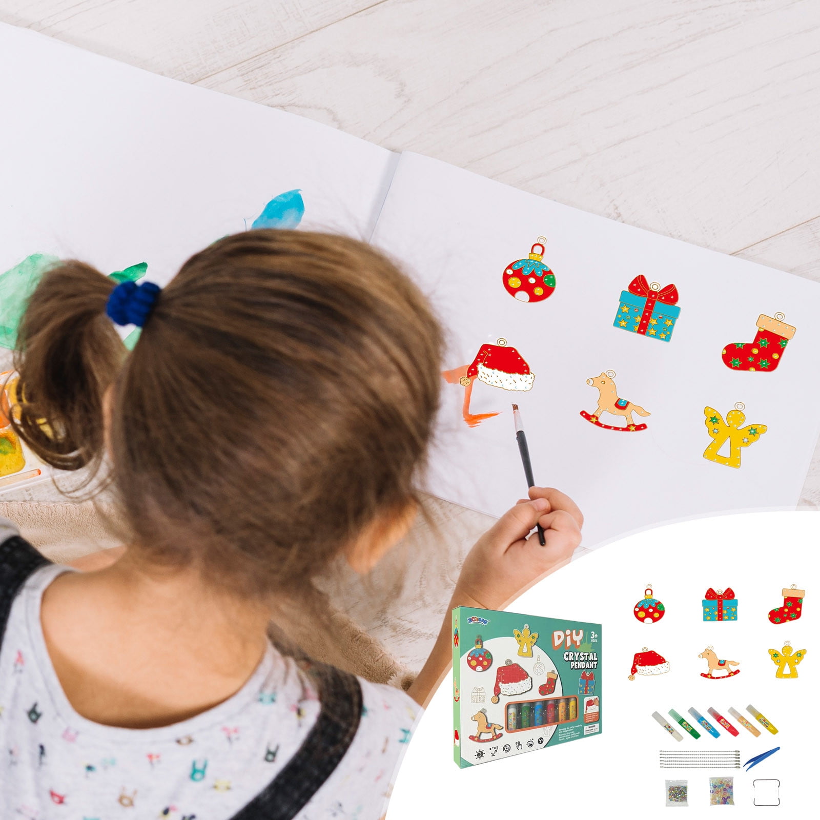Kids Crystal Painting Craft Kit Style A No Bake Diy Art Christmas Decor ...