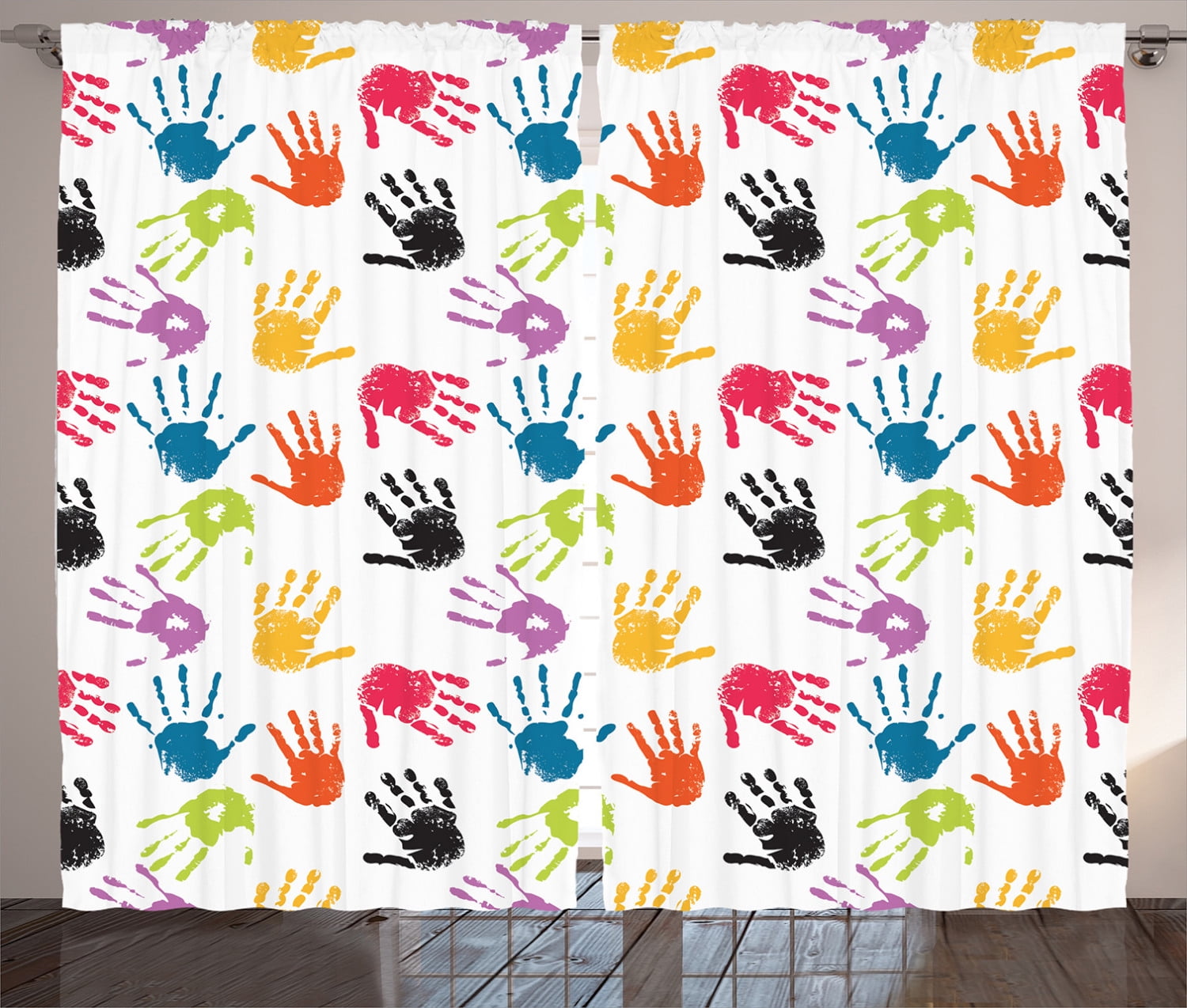 Ambesonne Cartoon Curtains 2 Panel Set, Colorful, 108" x 84", Yellow ...