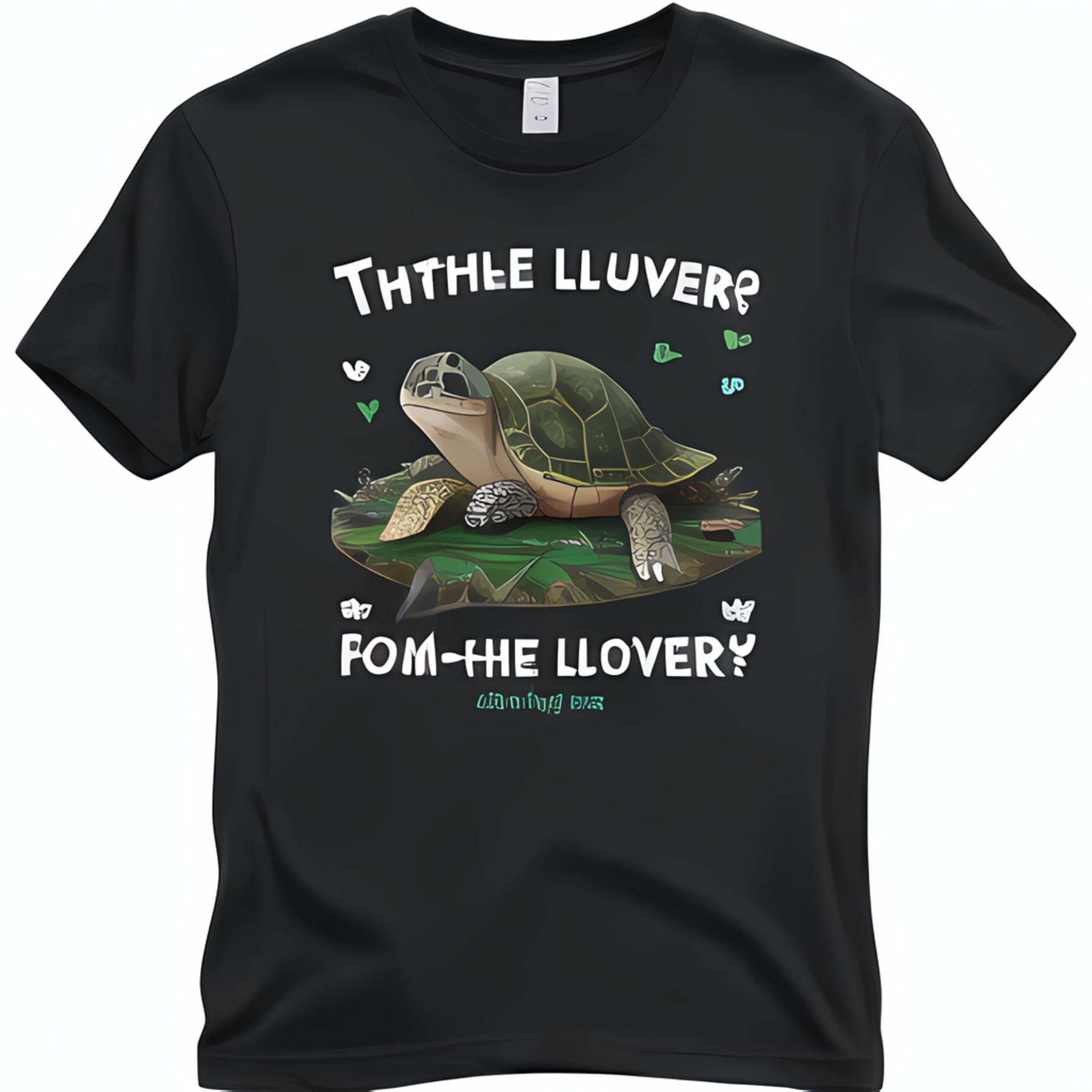 Kids' Cute Cartoon Sea Turtle & Snake Design Black T-Shirt Vector ...