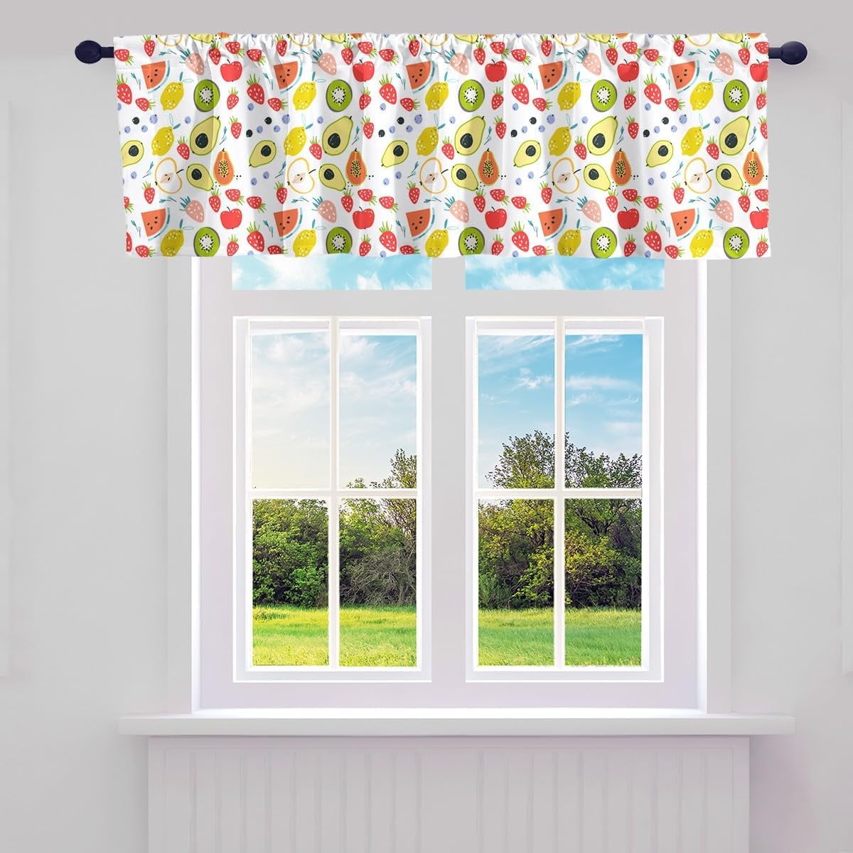 Kids Cute Fruit Kitchen Curtains Valances54"x18" Strawberry Valance ...