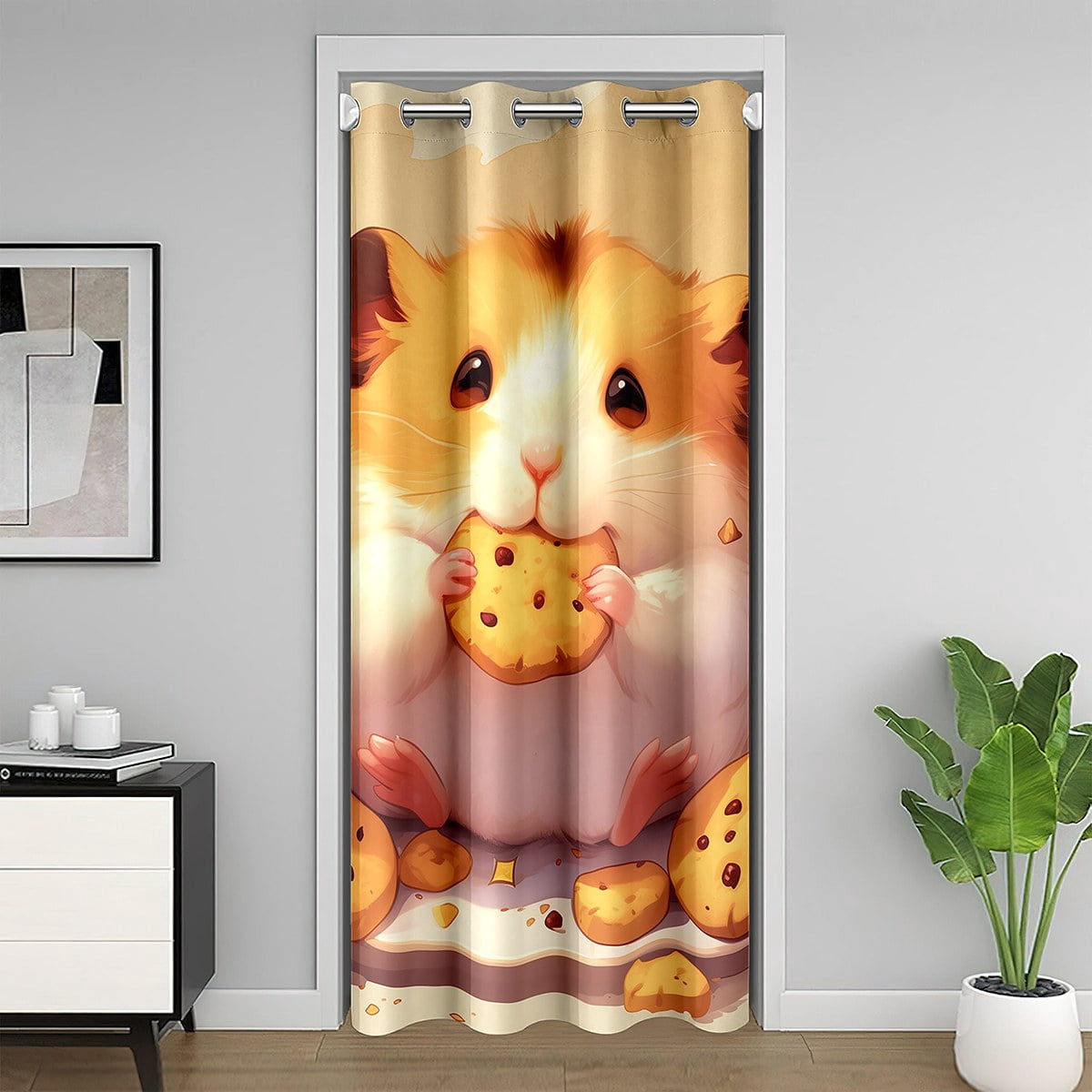 Cute Hamster Door Curtain For Doorway Privacy 59"W X 80"L Kawaii ...