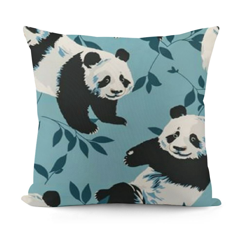Kids Cute Panda Pillow Covers Boys Girls Kawaii Black White Bear Throw ...