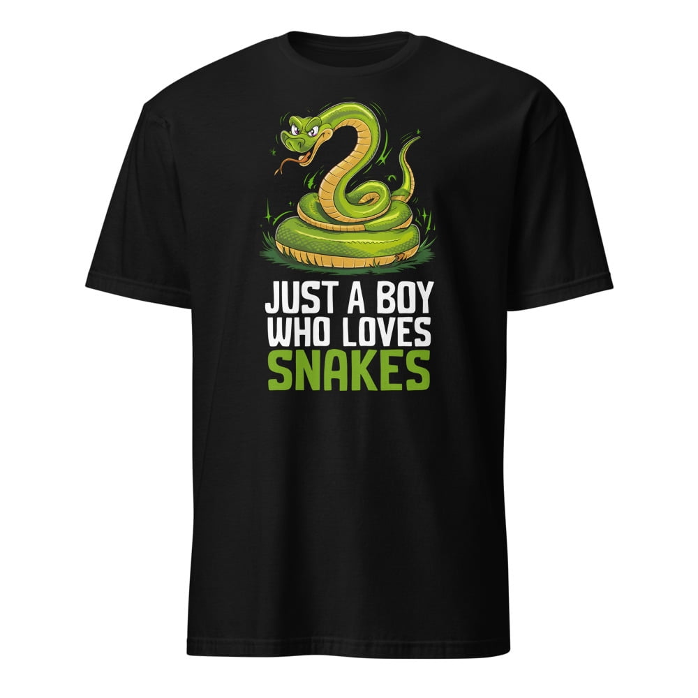 Kids Cute Snake Unisex T-Shirt, Just A Boy Who Loves Snakes (Black, L ...