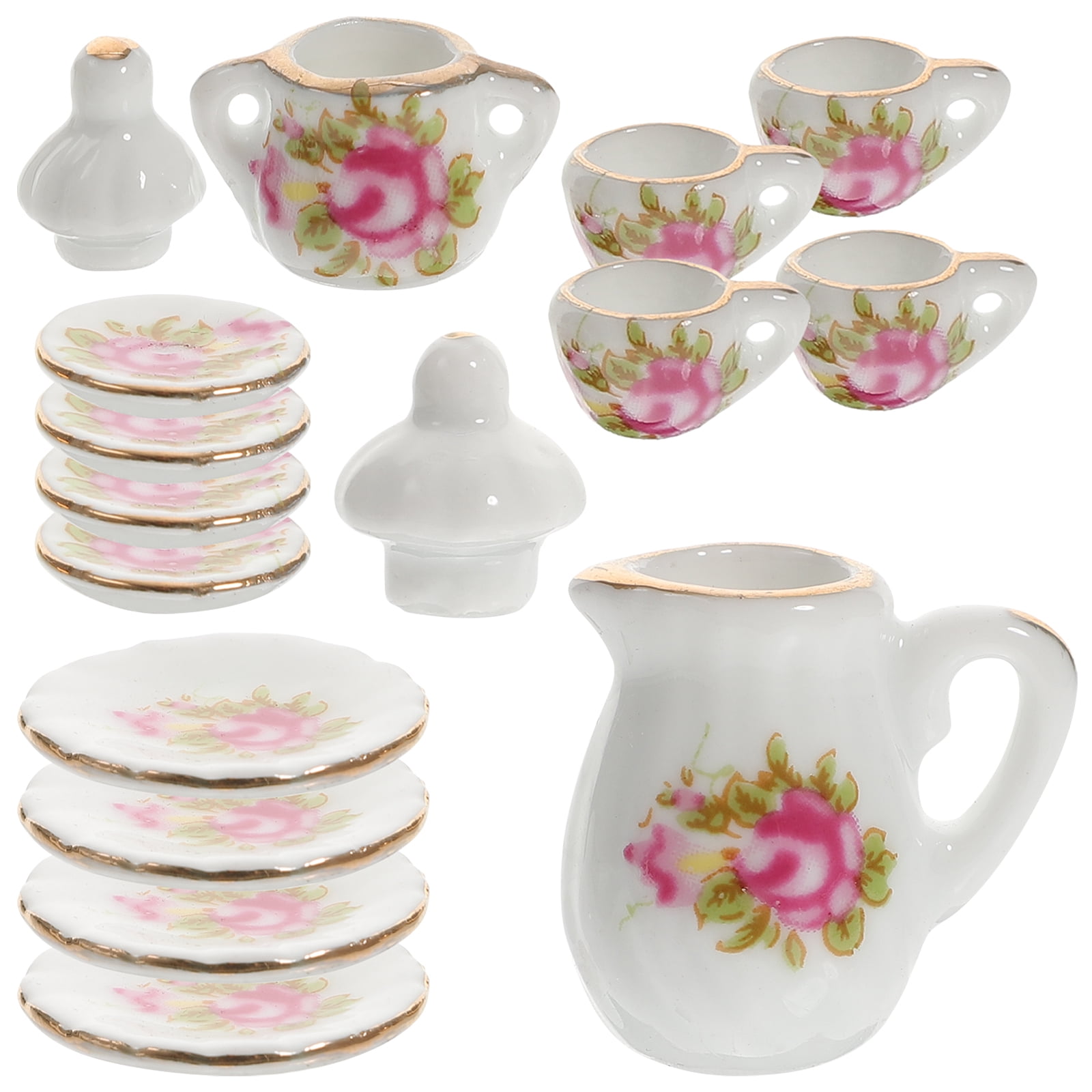 Kids Cutlery Baby Doll Toys Mini Tea Set Porcelain Plates Kithchen ...