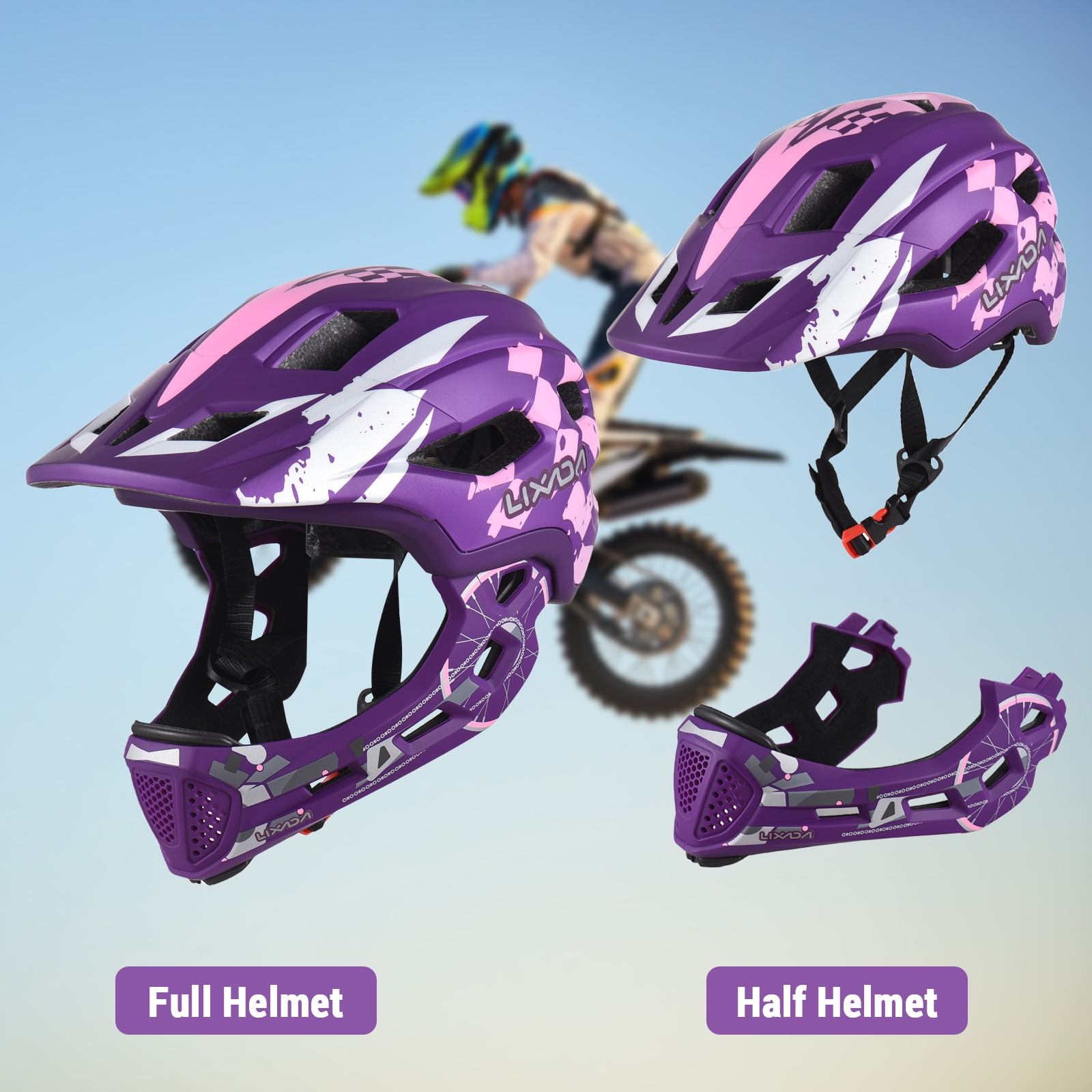 Kids Cycle Helmet Detachable Full Face Helmet Adjustable Cycle Helmet ...