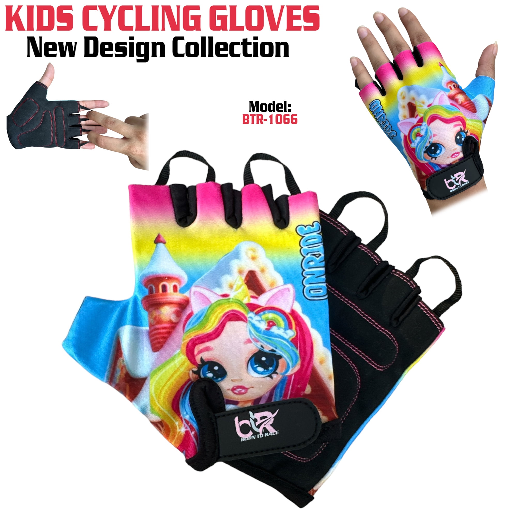 Kids Cycling Gloves - Boys & Girls Half Finger Gloves With Gel Padding ...