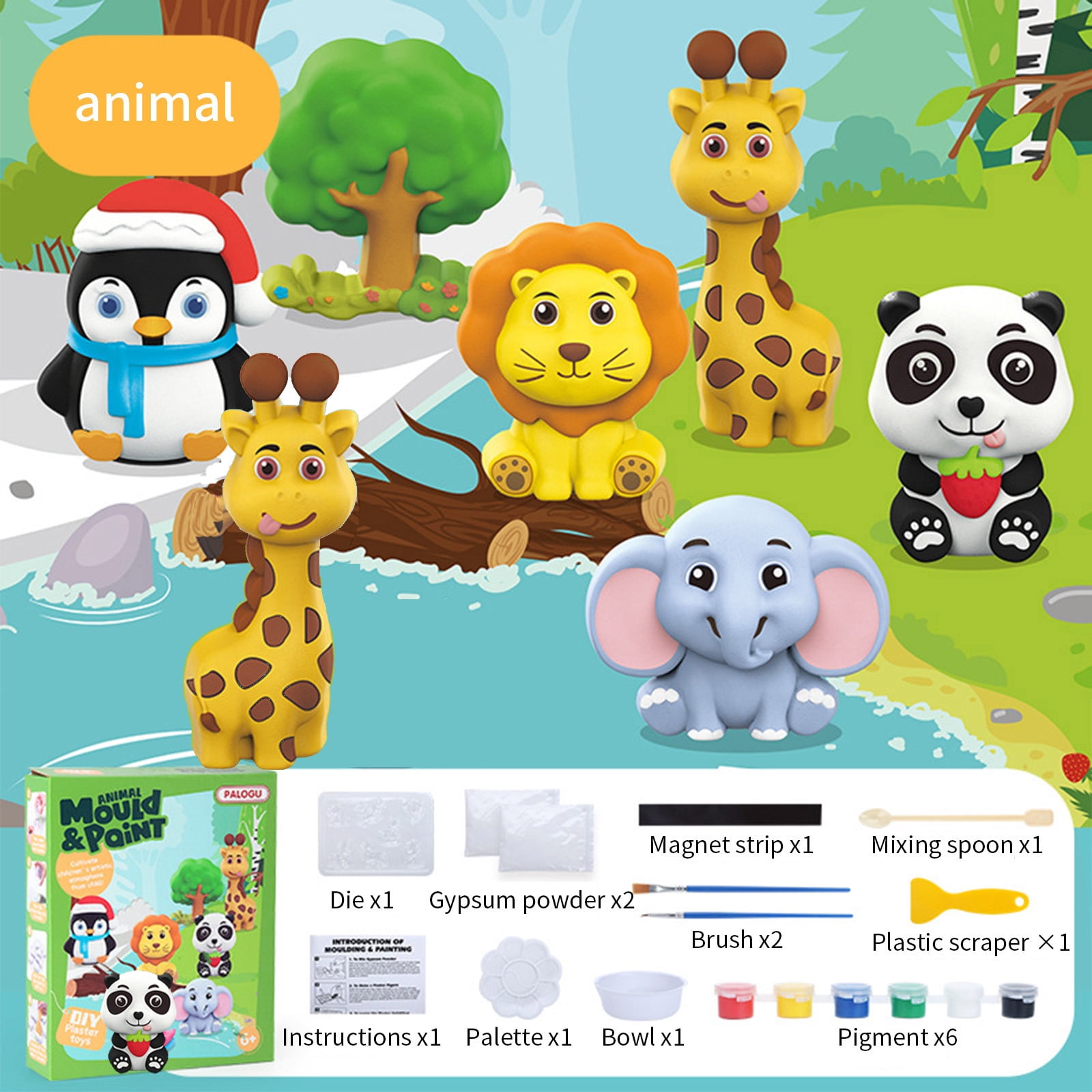 Kids DIY Plaster Painting Kit with 6 Paints & Figurines - Arts & Crafts ...