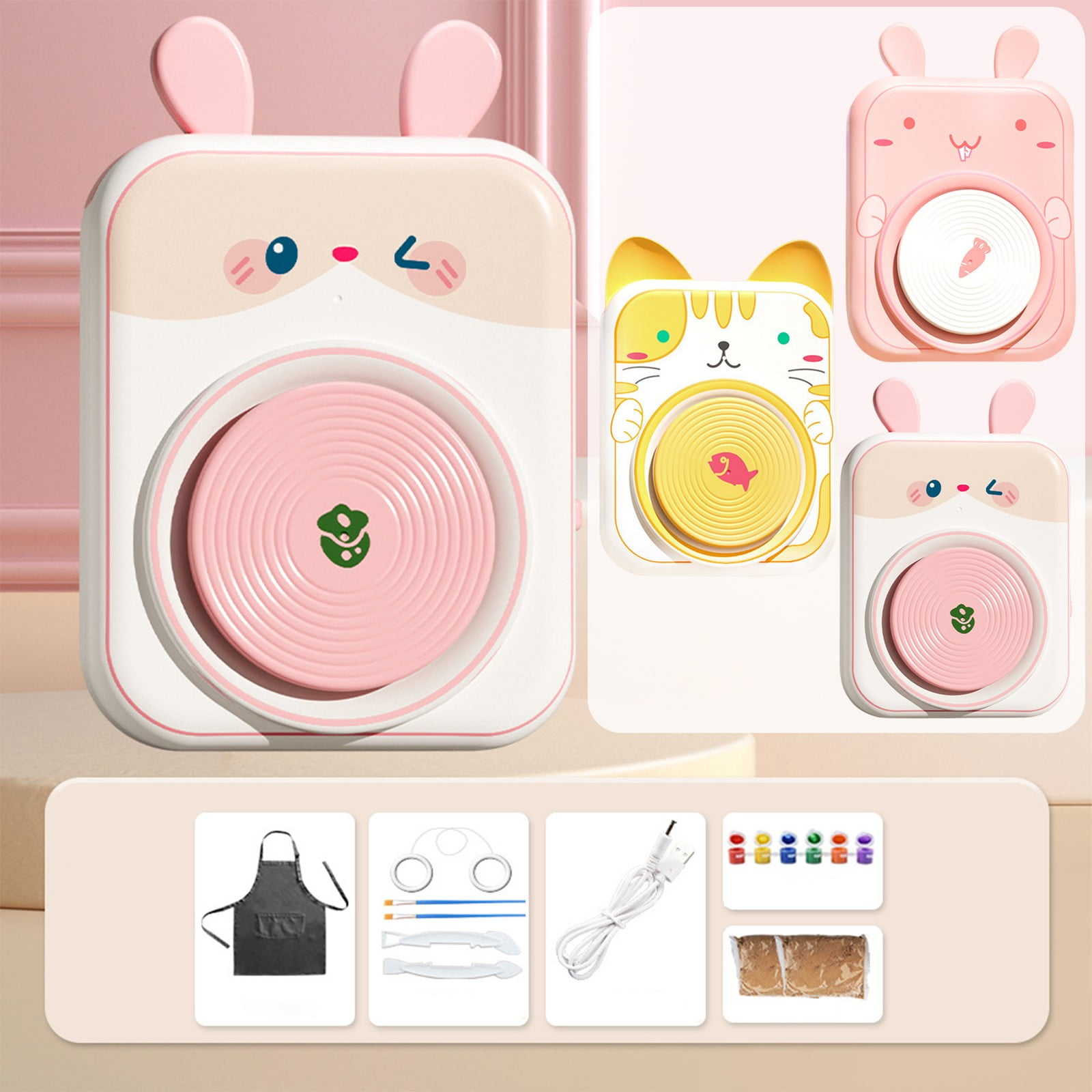 Kids DIY Pottery Wheel Machine - Electric Clay Crafts Set for Children ...