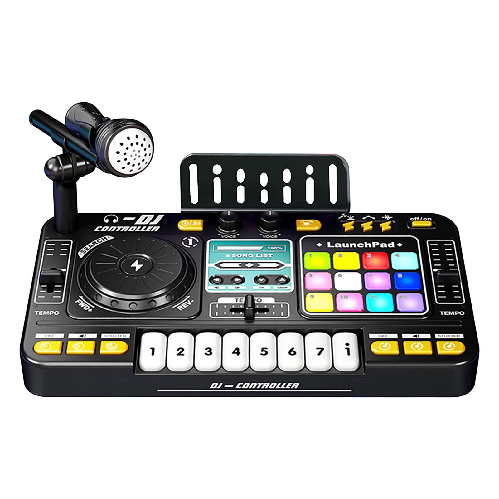 Kids DJ Console with Microphone 8 Piano Keys Bluetooth LED Music Toy ...