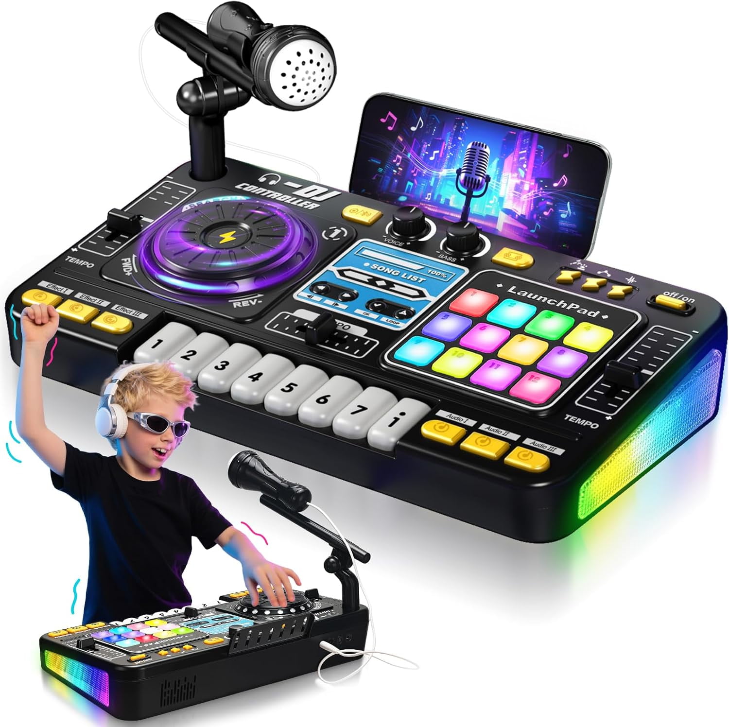 Kids DJ Mixer Set - Toddler DJ Turntable with Game Mode, Supports ...