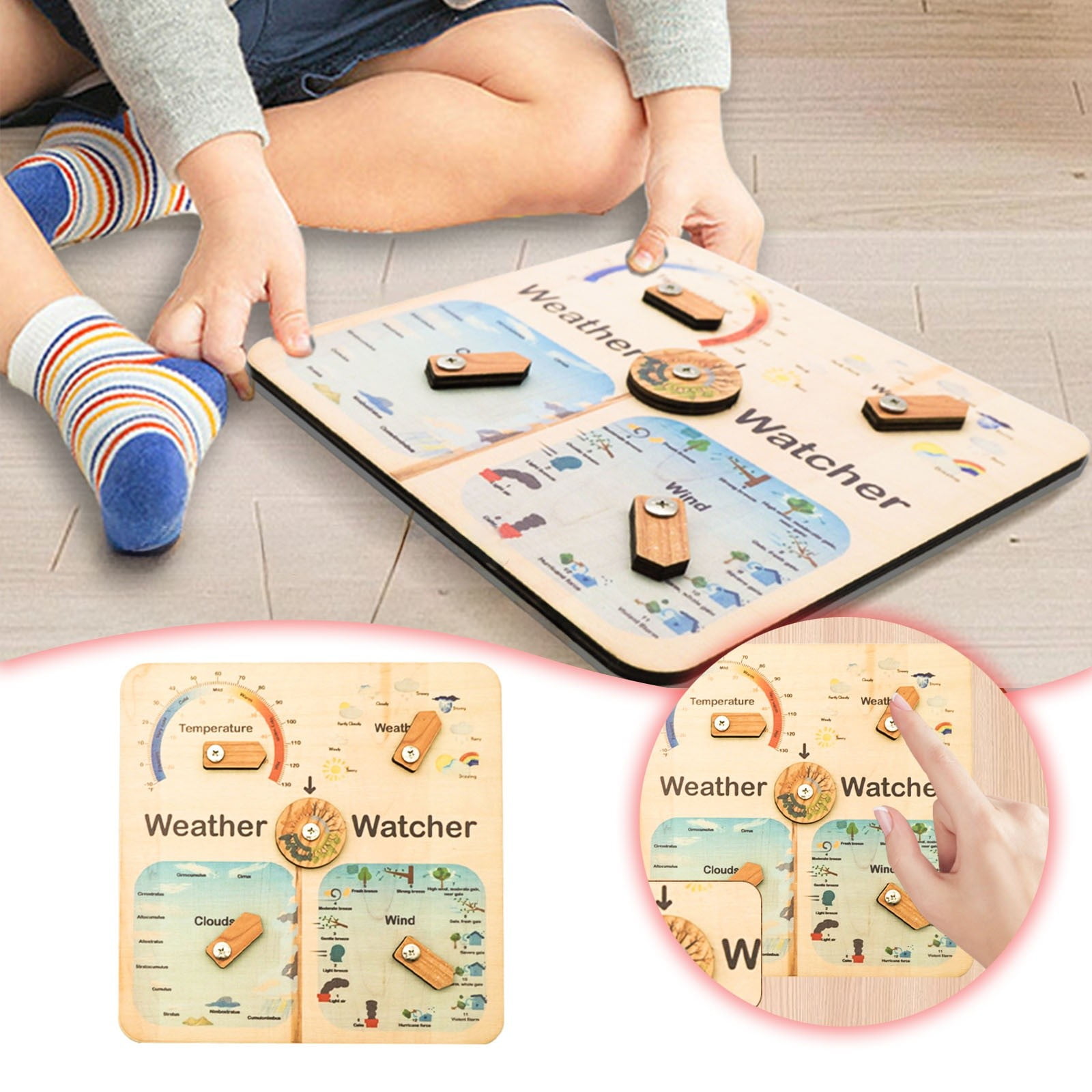 Kids Daily Calendar Educational Wooden Learning Temperature Humidity ...