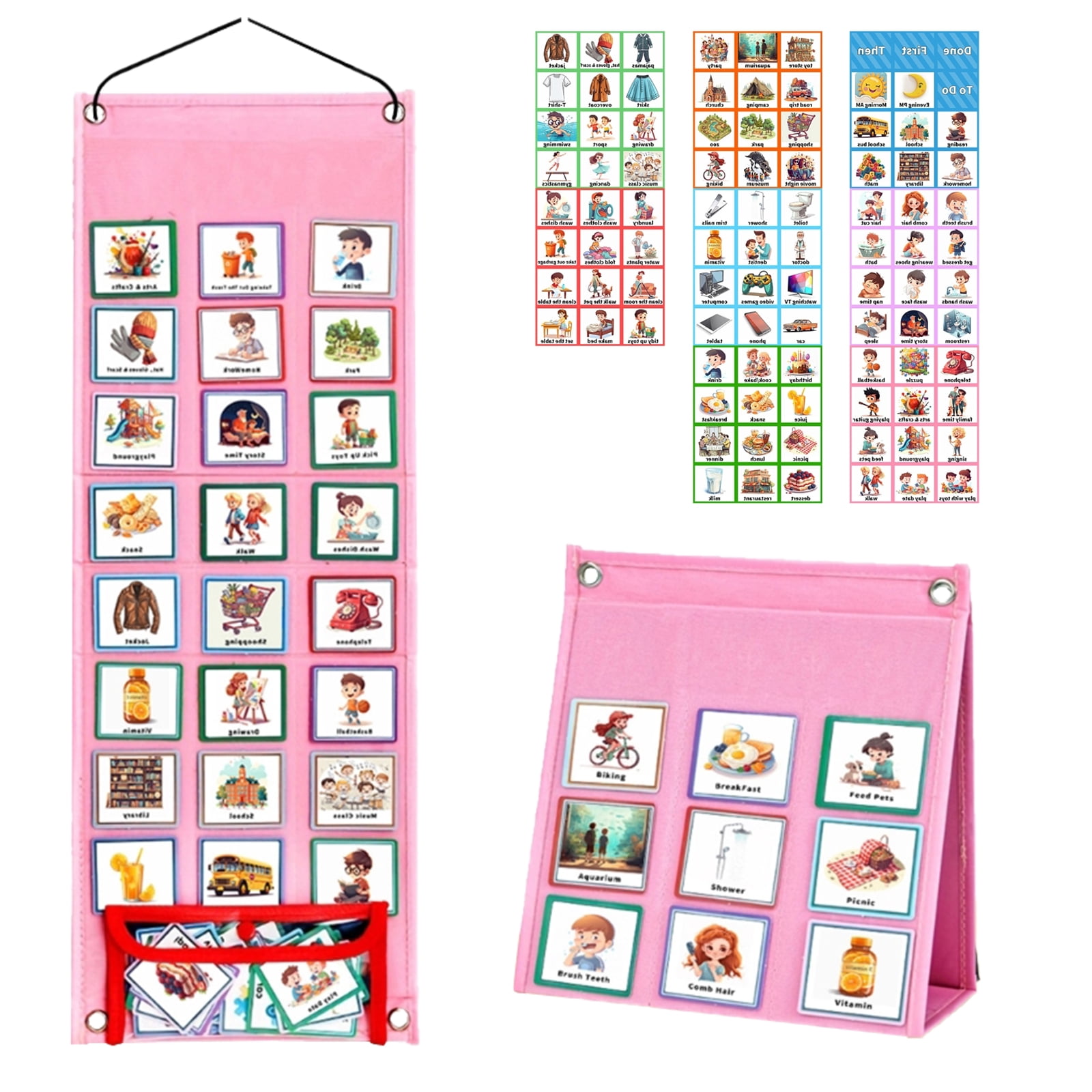 Kids Daily Schedule Chart 18+1 Pocket Visual Schedule Chart Visual Timetable Chart Daily Routine ...
