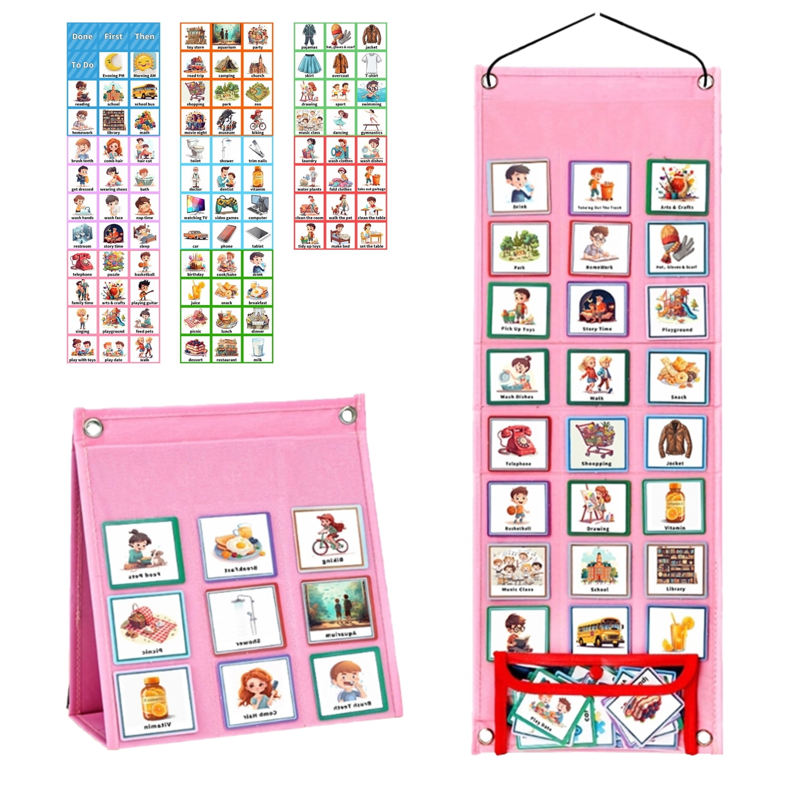 Kids Daily Schedule Chart 18+1 Pocket Visual Schedule Chart Visual ...
