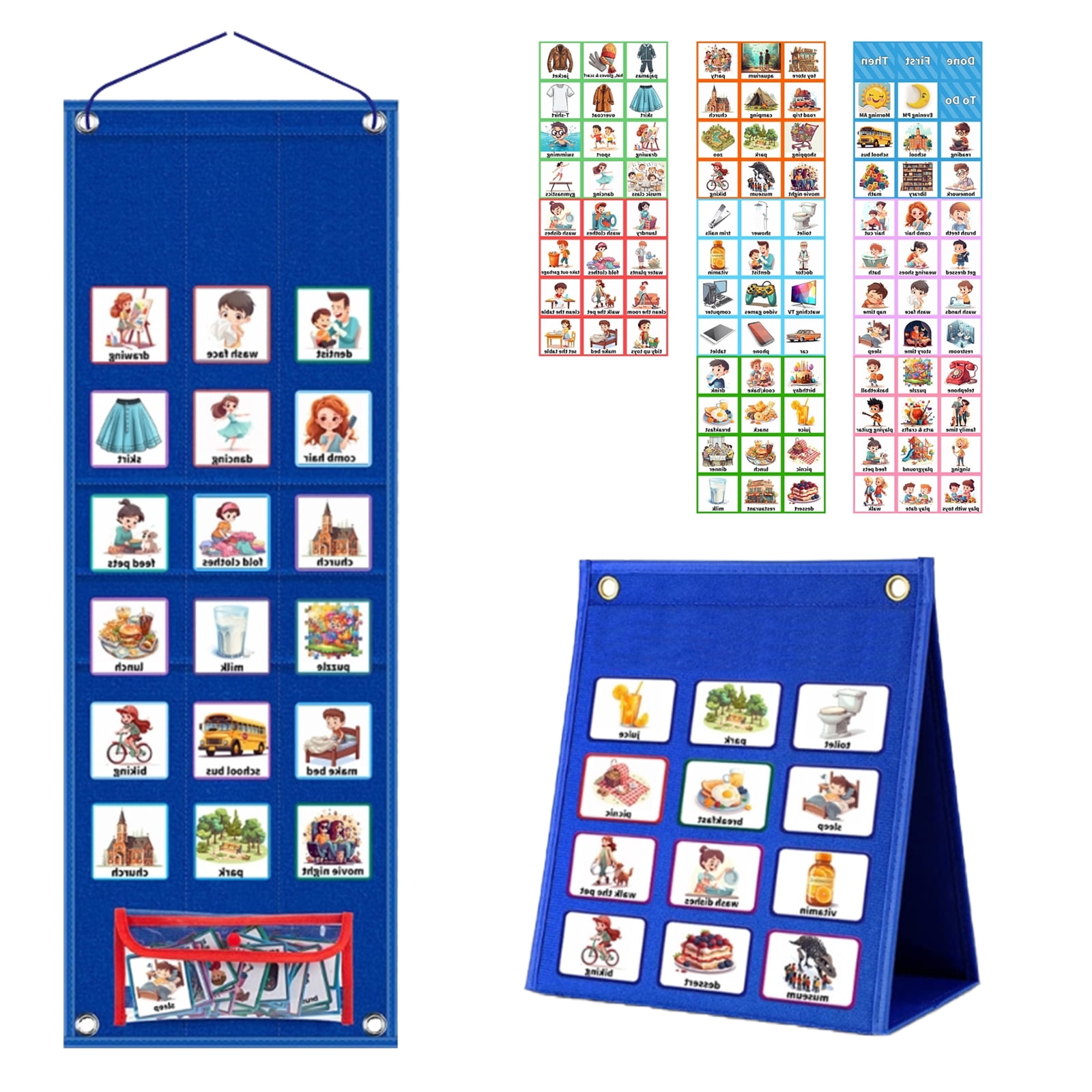 Kids Daily Schedule Chart 18+1 Pocket Visual Schedule Chart Visual ...