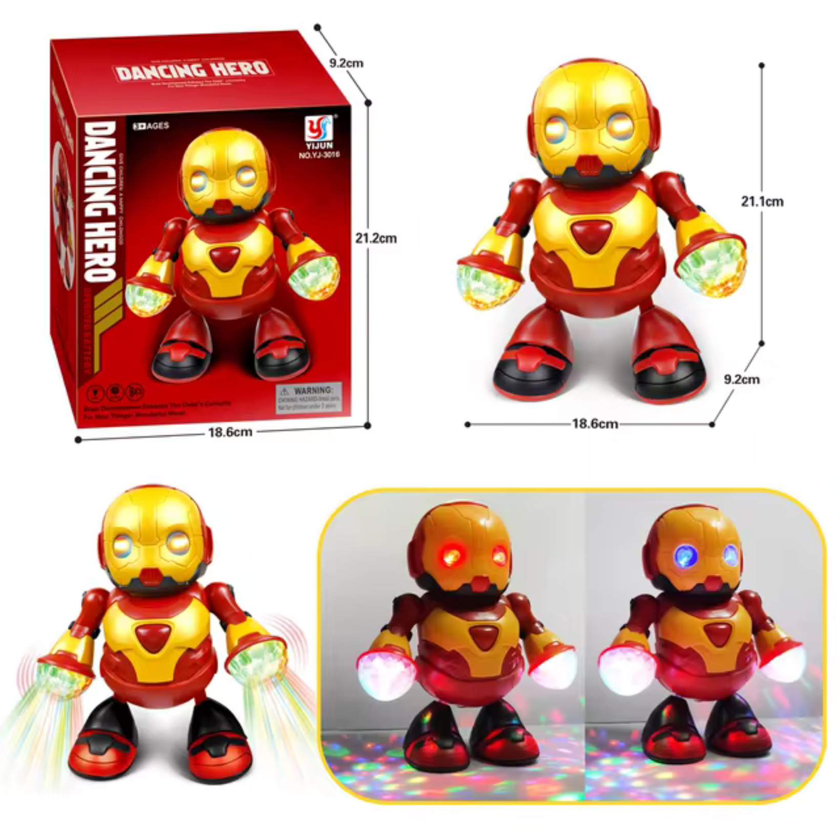 Kids Dancing Robot Toy with LED Lights, Music, and 360° Rotating Action ...