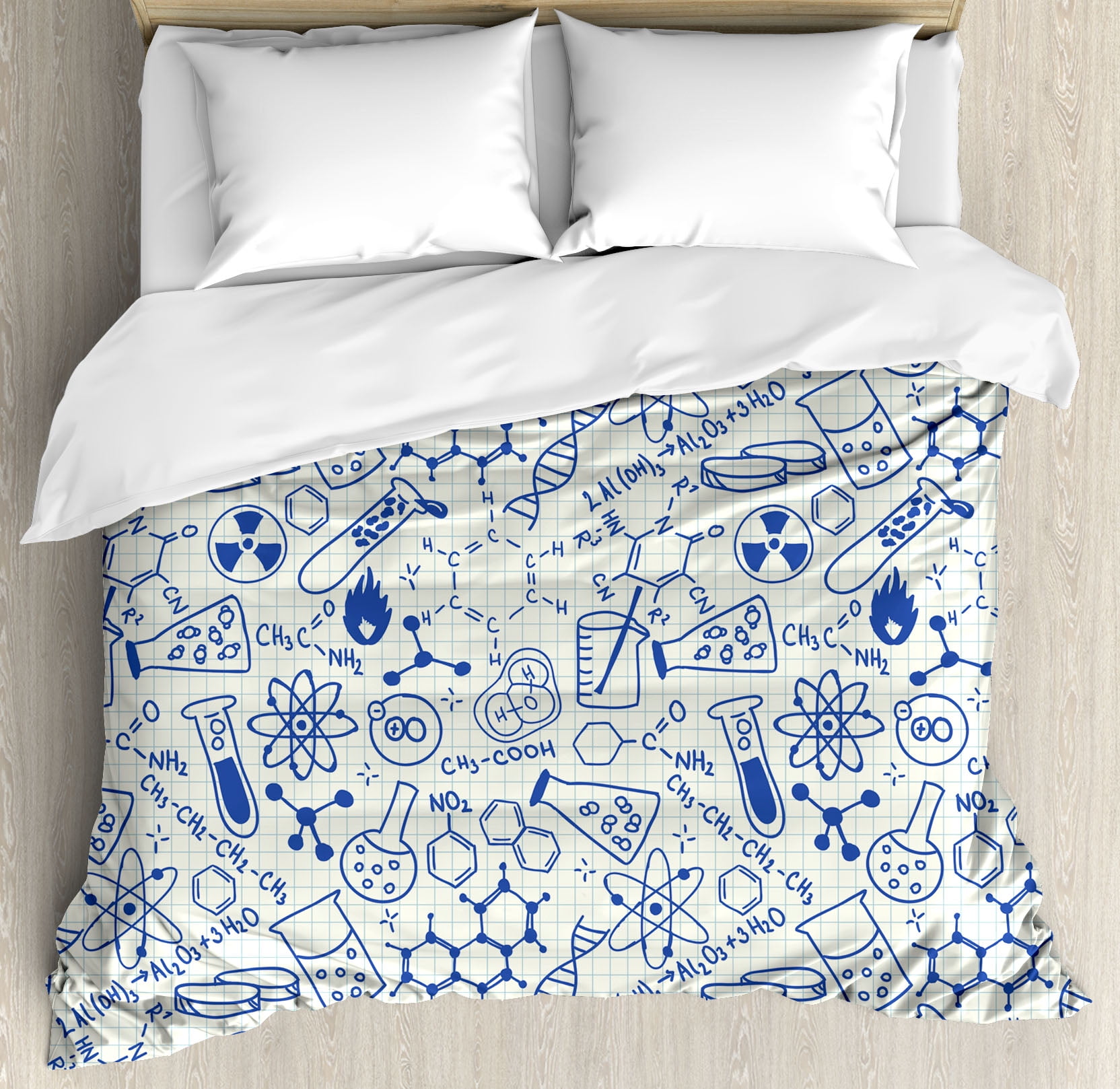 Kids Decor Queen Size Duvet Cover Set, Science Chemistry Geometry Math ...
