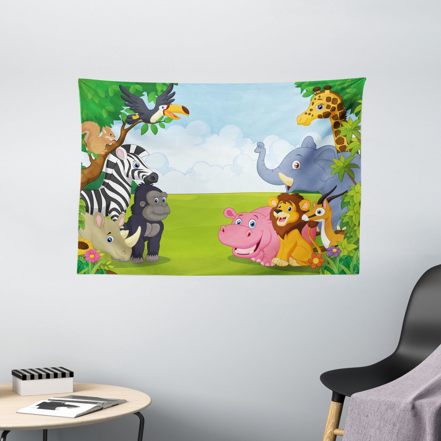 Kids Decor Tapestry, Kids Decor Children Nursery Room Safari Themed ...