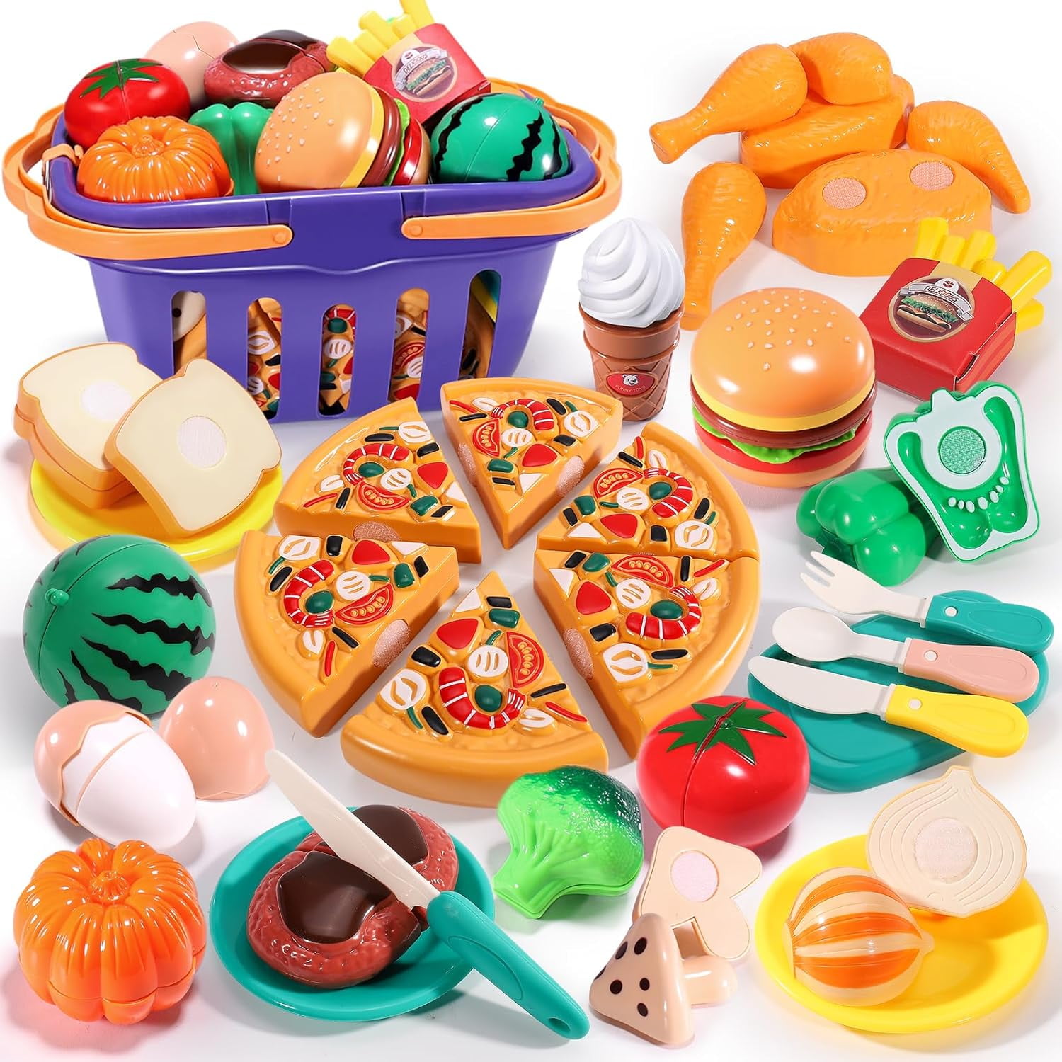 Kids Deluxe Cutting Playset Includes Sliceable Fruits, Vegetables ...