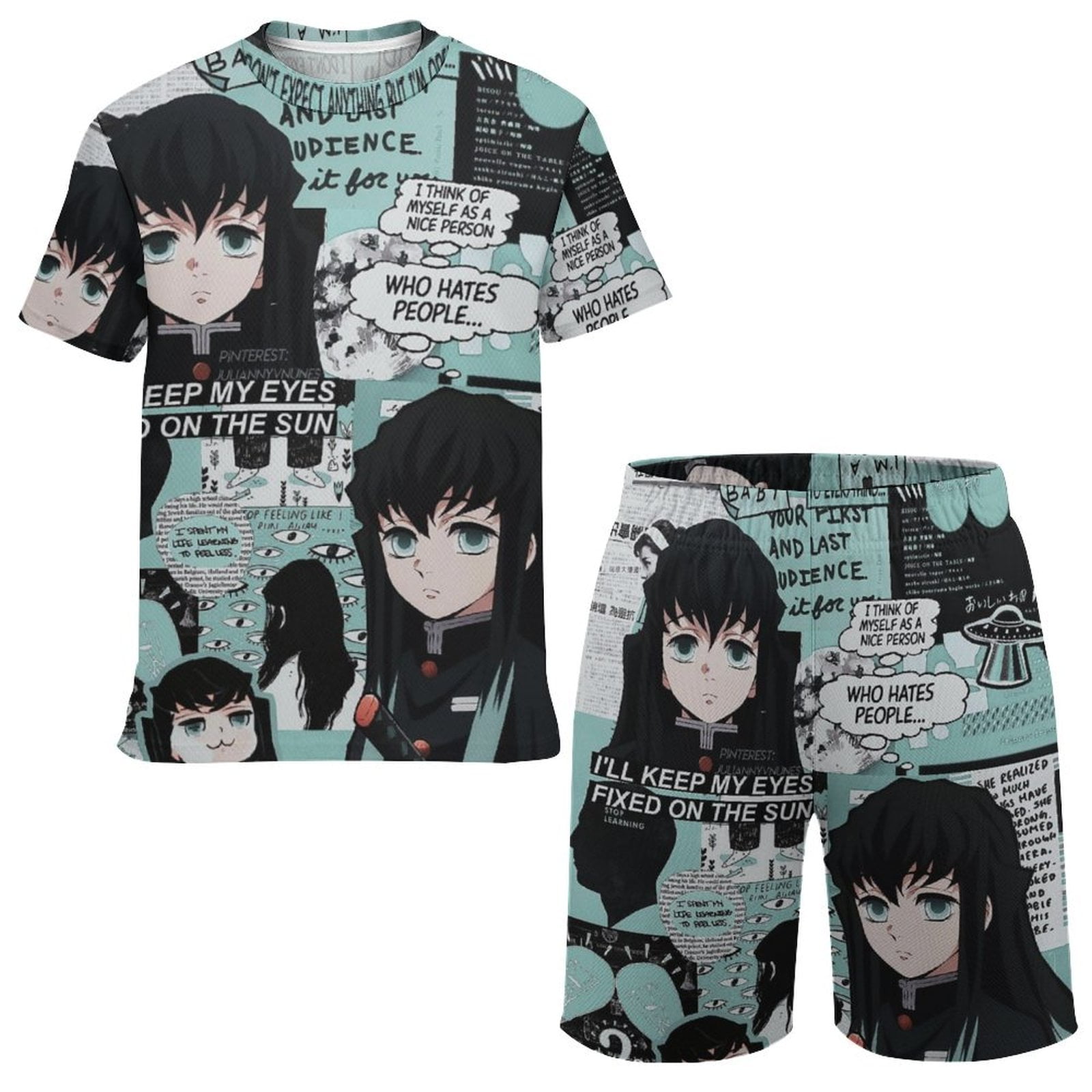 Kids Demon Slayer Muichiro Tokito Short Sleeve T-Shirt And Shorts ...