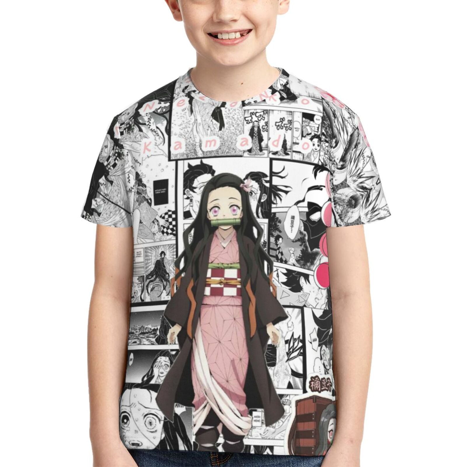 Kids Demon Slayer Nezuko T-Shirt 3d Printed Shirt Short Sleeve Top Tees ...