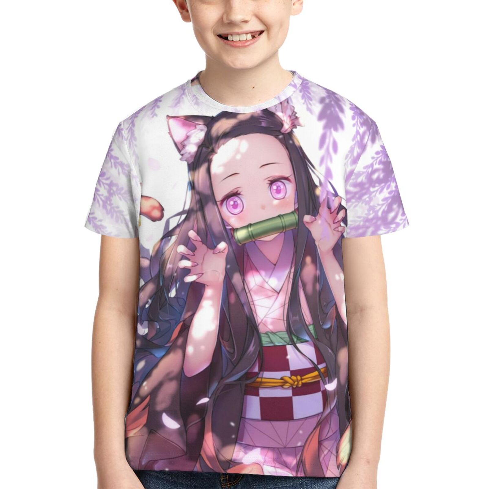 Kids Demon Slayer Nezuko T-Shirt 3d Printed Shirt Short Sleeve Top Tees ...