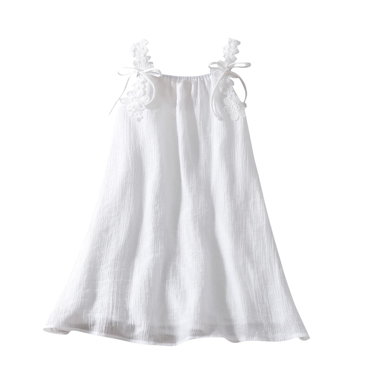 Kids Denim Mini Dress Baby Girl's White Dress Ruffle Sleeve A-Line Cute ...