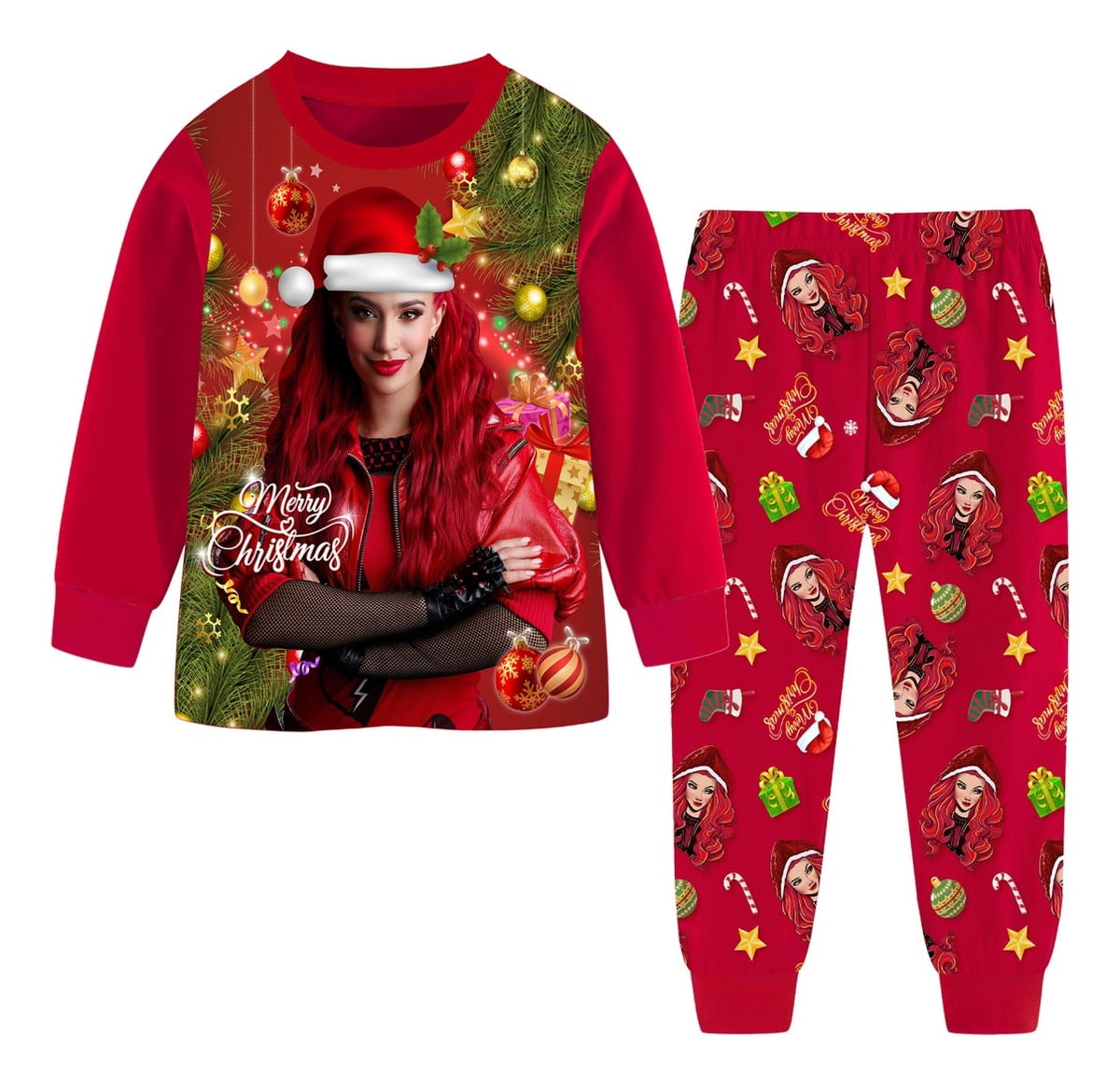 Kids Descendants 4 The Rise of Red Pajama Set - Long Sleeve Christmas ...