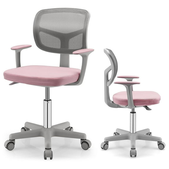 FurnitureR Armless Rolling Kids Desk Chair with Breathable Back and ...