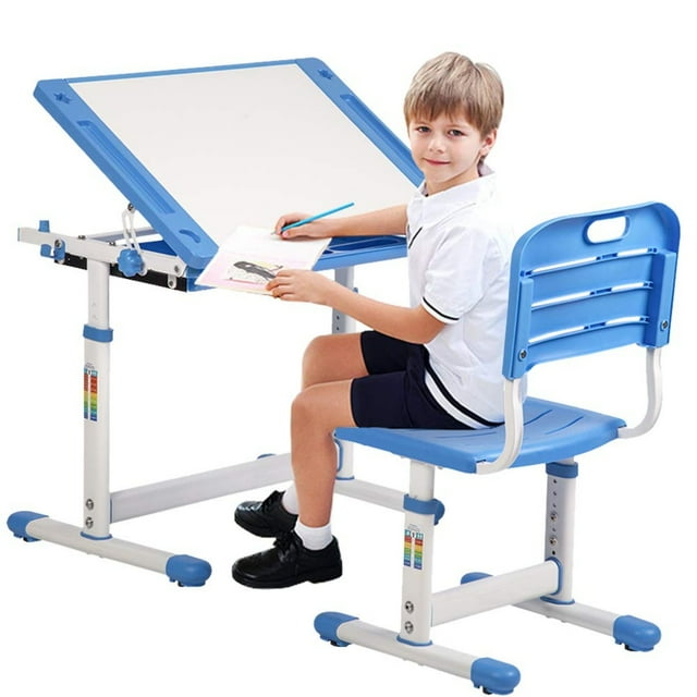 Kids Desk and Chair Set Height Adjustable Ergonomic Children Sturdy ...