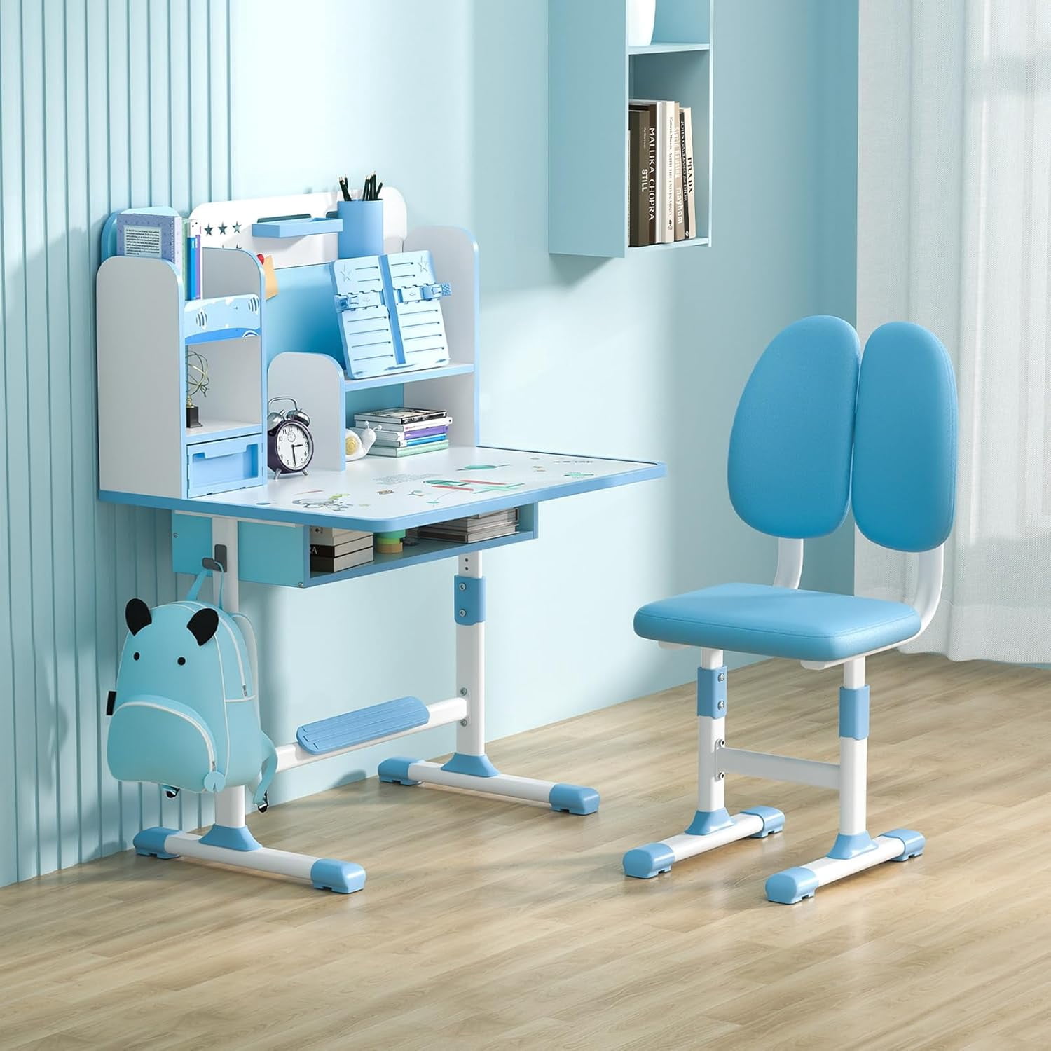 Kids Desk and Chair Set Adjustable Height, Toddler Study Table Kids ...