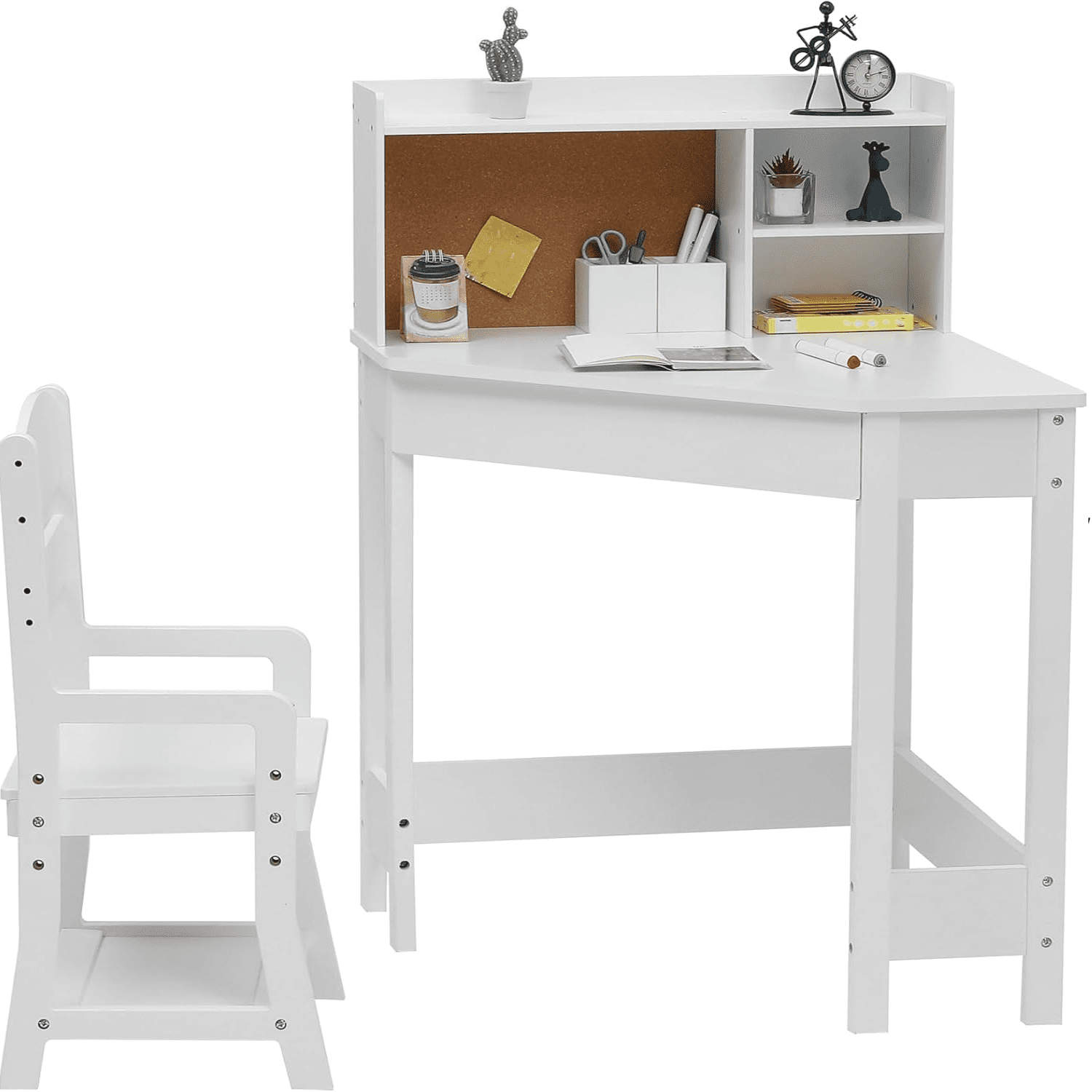 Kids Desk and Chair Set,Study Writing Workstation with Bulletin Board ...