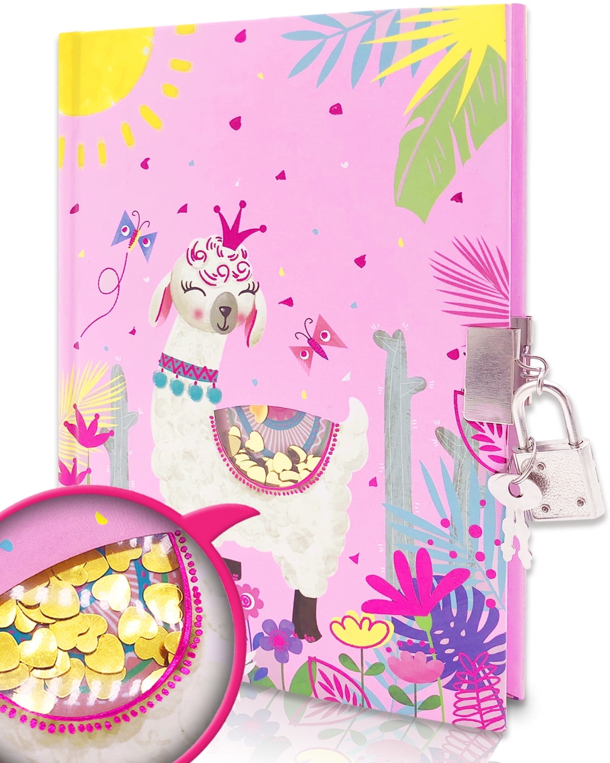 GINMLYDA Kids Cute Lockable Notebook with Sparkle, Diary with Lock for ...