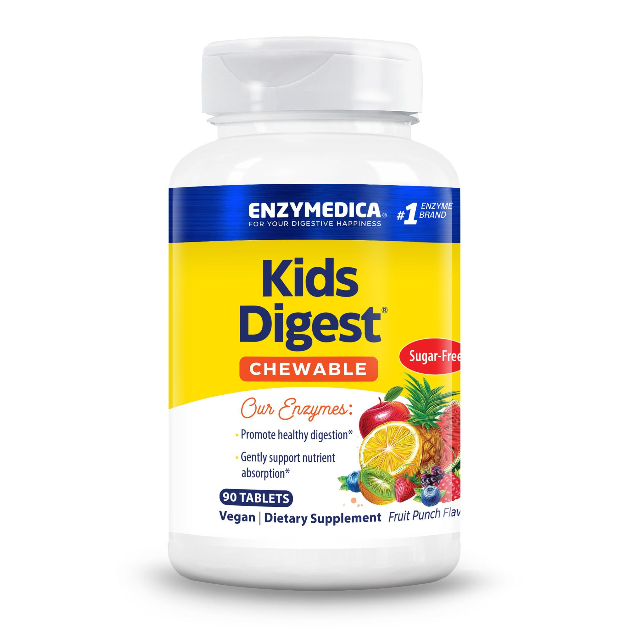 Kids Digest, Chewable Digestive Enzymes, Fruit Punch, 90 Chewable ...