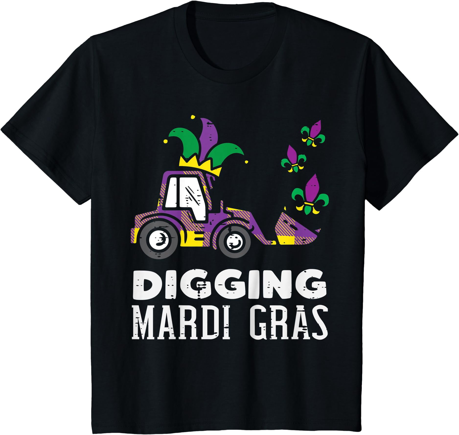 Kids Digging Mardi Gras Bulldozer Truck Cute Boys Kids T-Shirt Fat ...