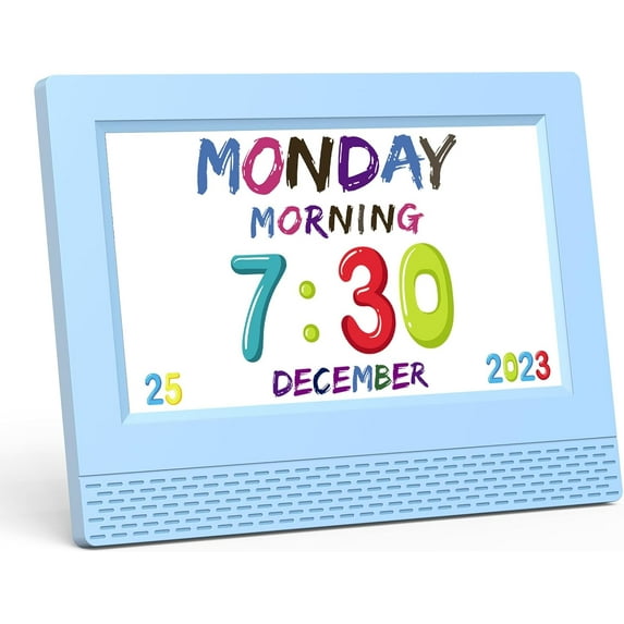 Kids Digital Alarm Clock Colorful, 7" Large LED Time Display Children's ...