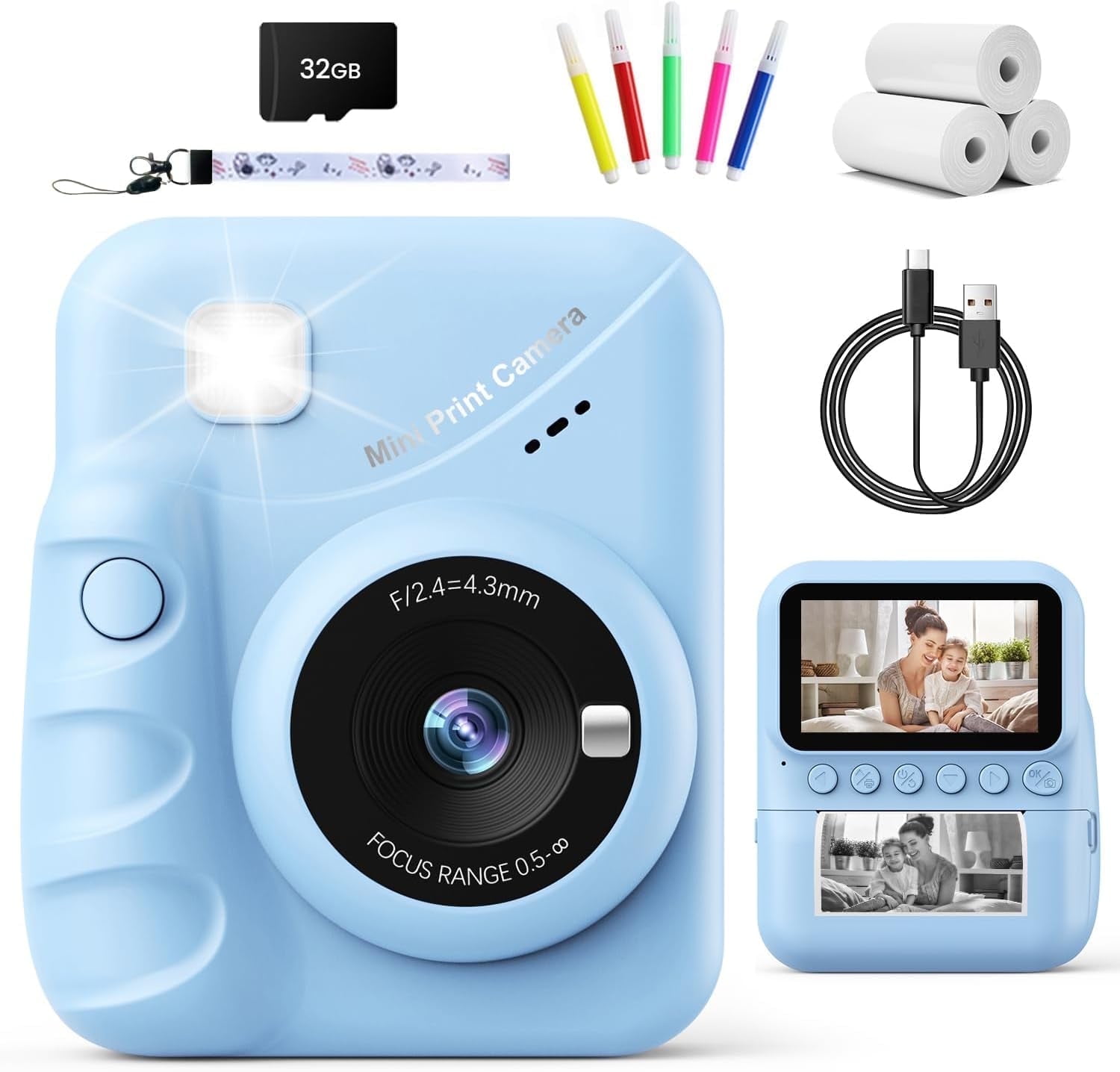 Instant Print Camera Digital HD 1080P Camera Digital Camera with Print ...