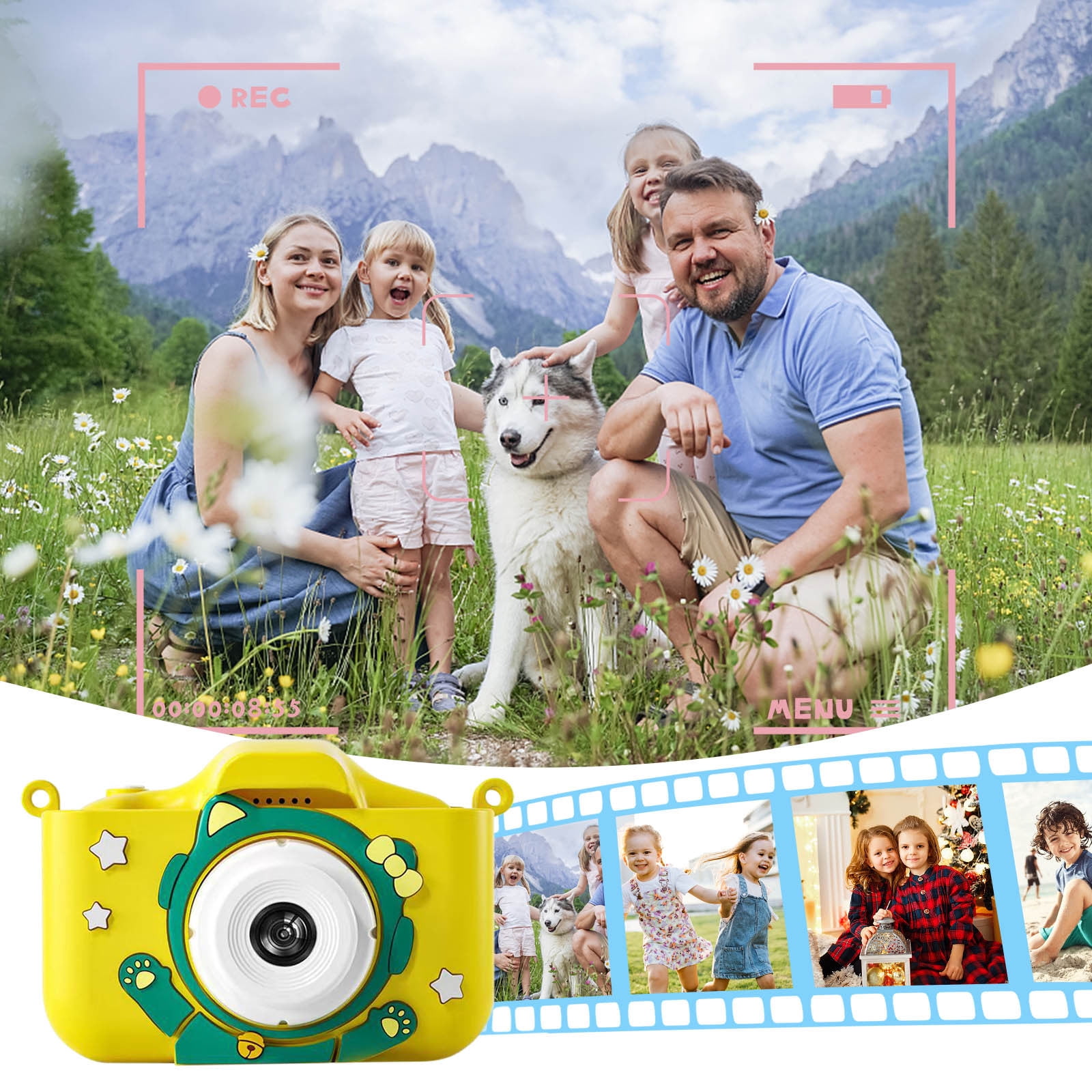 Kids Digital Camera For Kids Gifts Camera 2.0Inch Screen Rechargeable ...