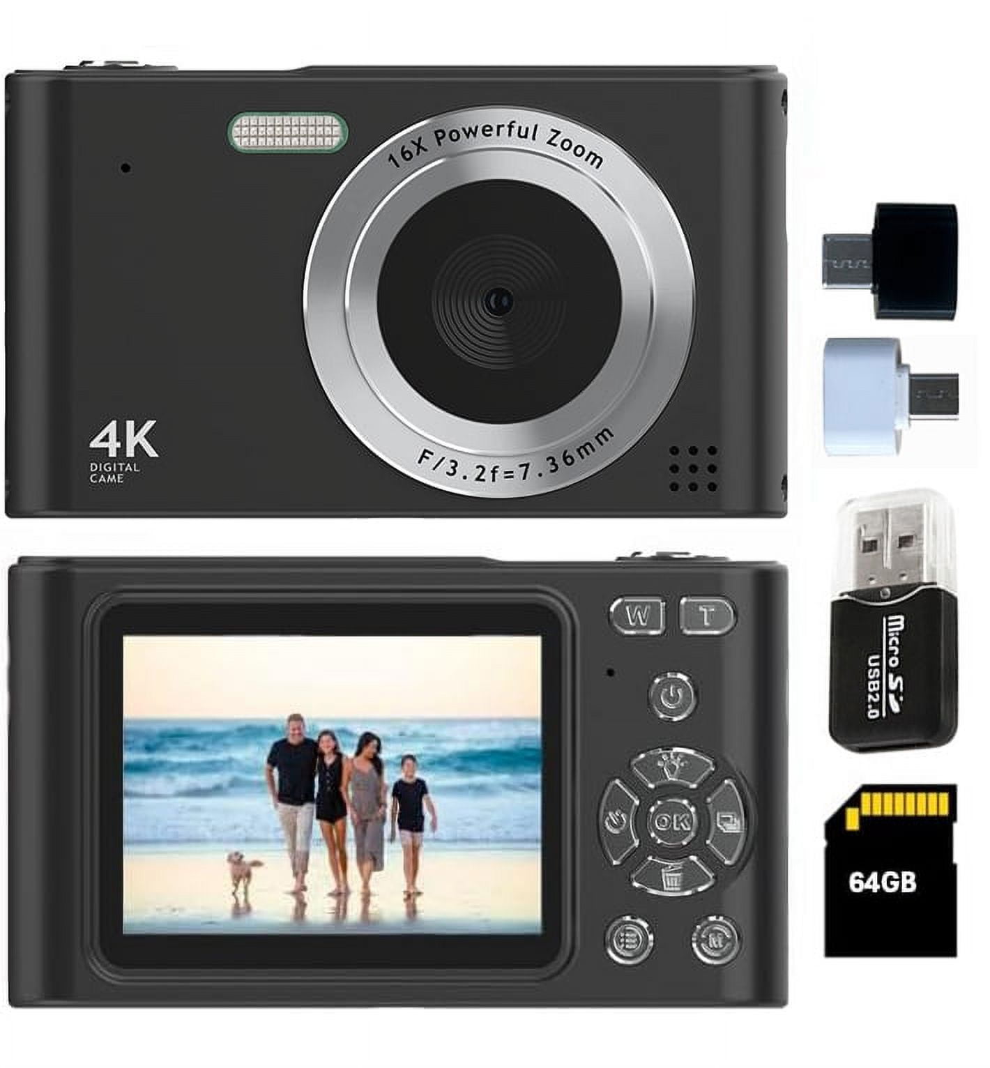 Kids Digital Camera, Full HD 4K Camera for Kids, Auto Focus 16x Digital ...