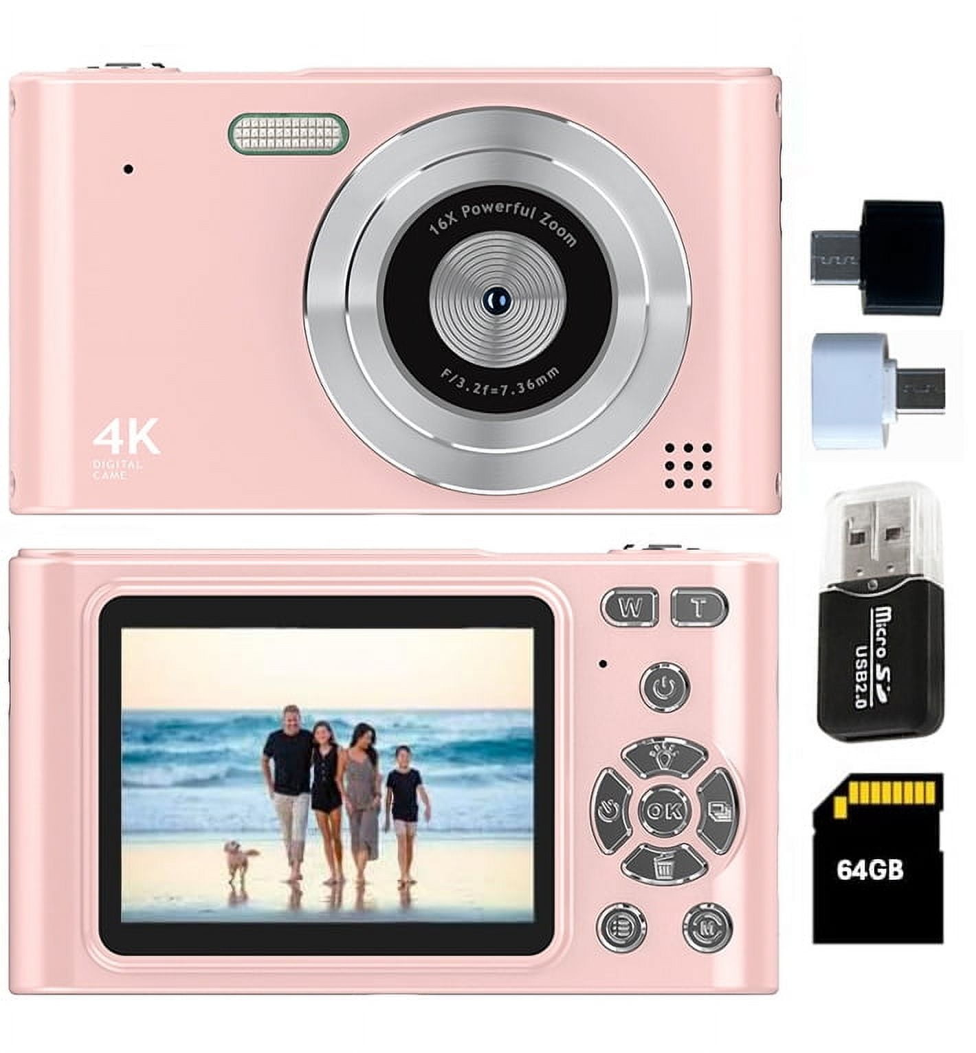 Kids Digital Camera, Full HD 4K Camera for Kids, Auto Focus 16x Digital ...
