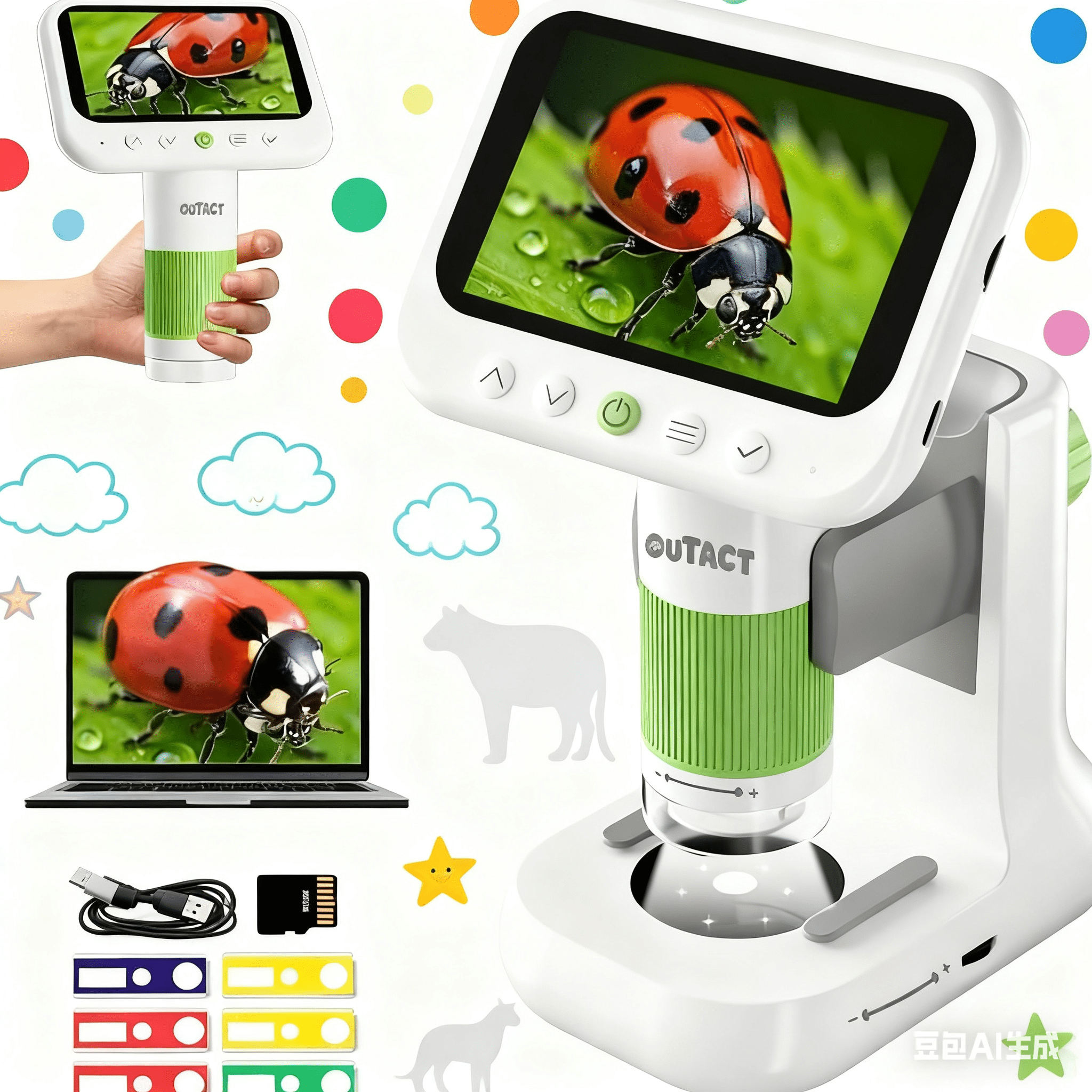 Kids Digital Microscope - 4.3" HD Screen Portable STEM Educational ...