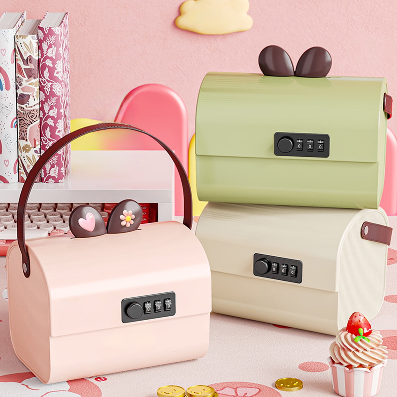 Kids Digital Password Piggy Bank Safe Box with Handle, Large Capacity ...