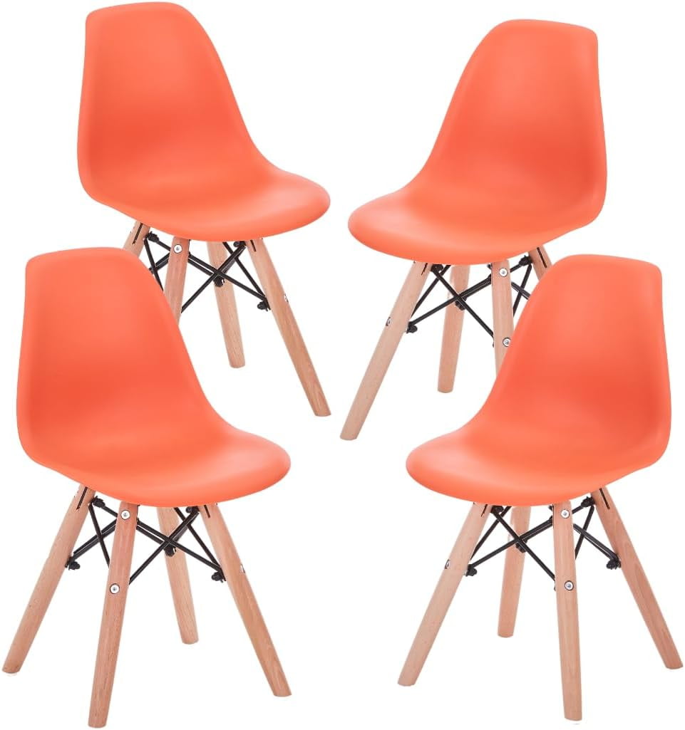 Kids Dining Chair Set of 4, Ergonomic Safe Toddler Chairs , Orange ...